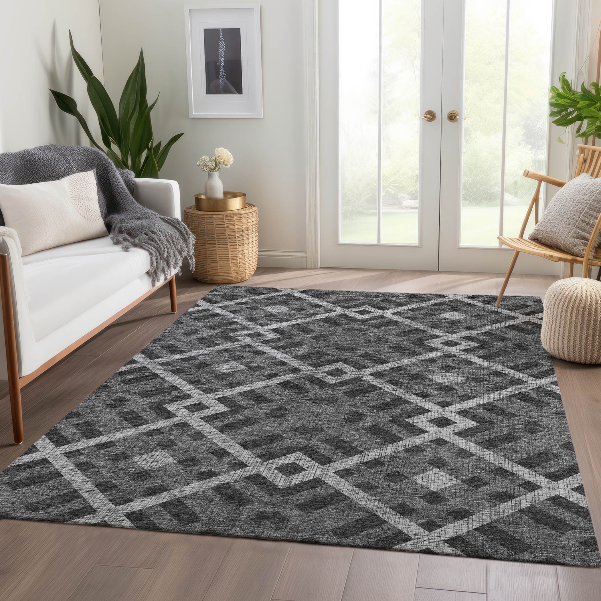Addison Rugs Chantille Indoor/Outdoor Transitional Geometric Charcoal ...