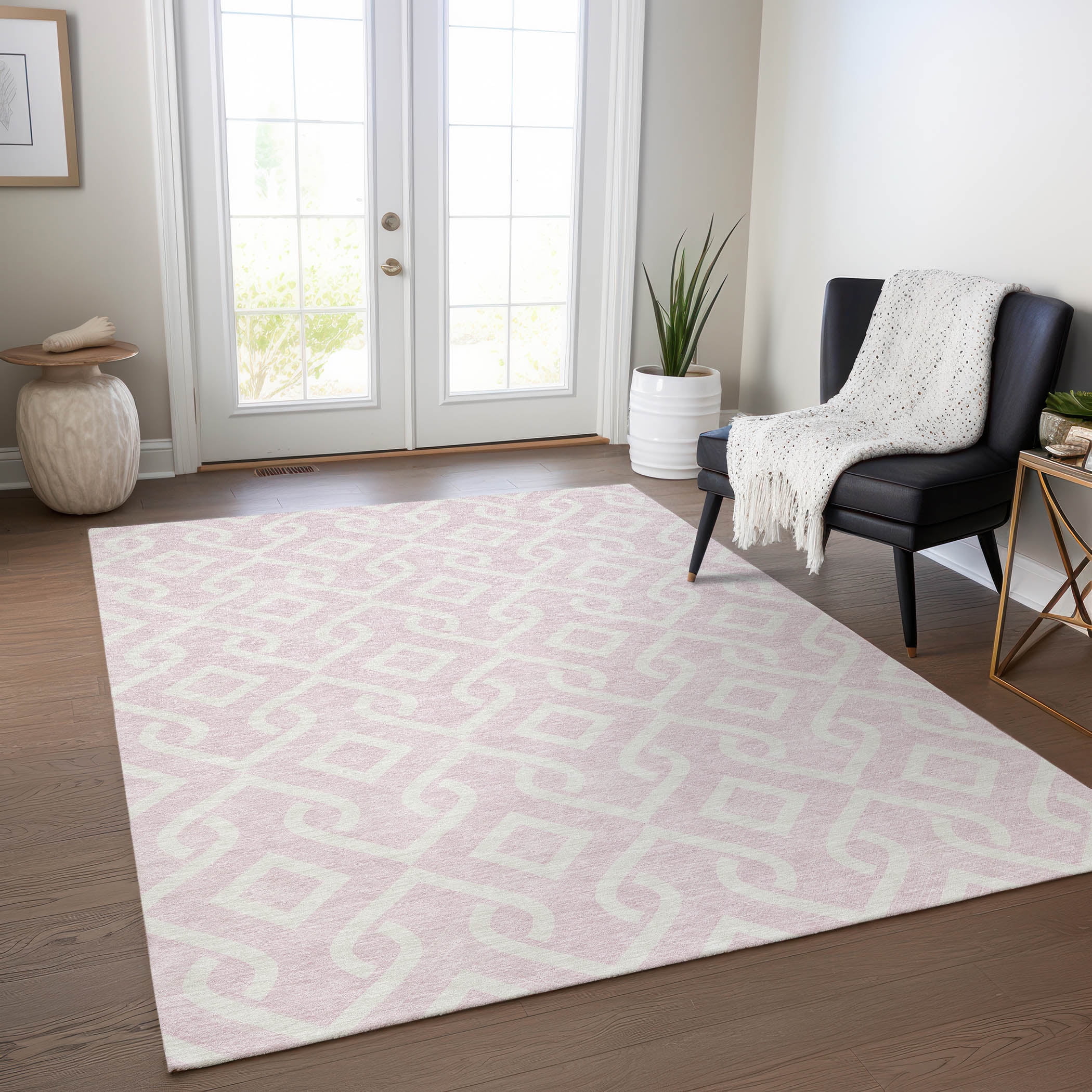 Addison Rugs Chantille Indoor/Outdoor Transitional Geometric Pink ...