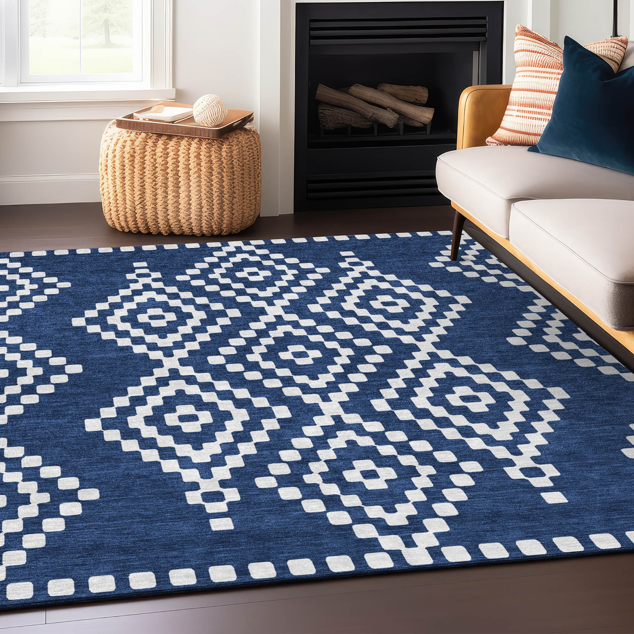 Addison Rugs Chantille Indoor/Outdoor Transitional Diamonds Navy ...