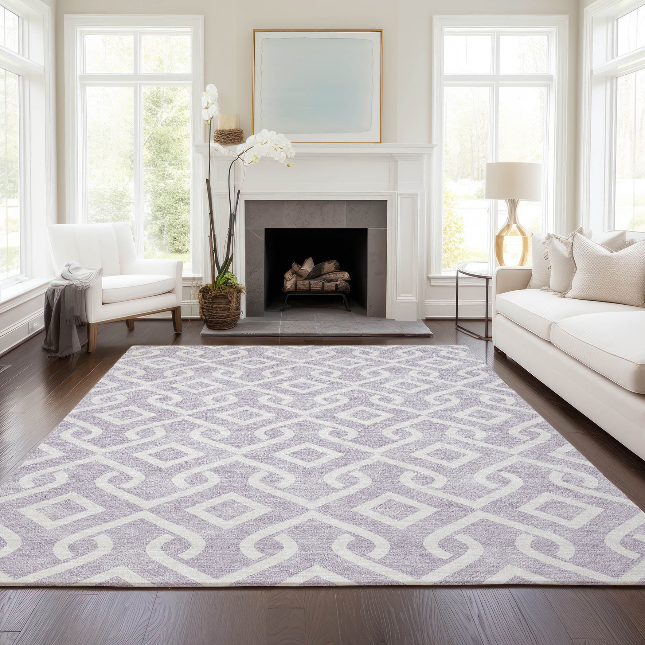 Addison Rugs Chantille Indoor/Outdoor Transitional Geometric Lavender Washable Rectangle Rug, 10 ...