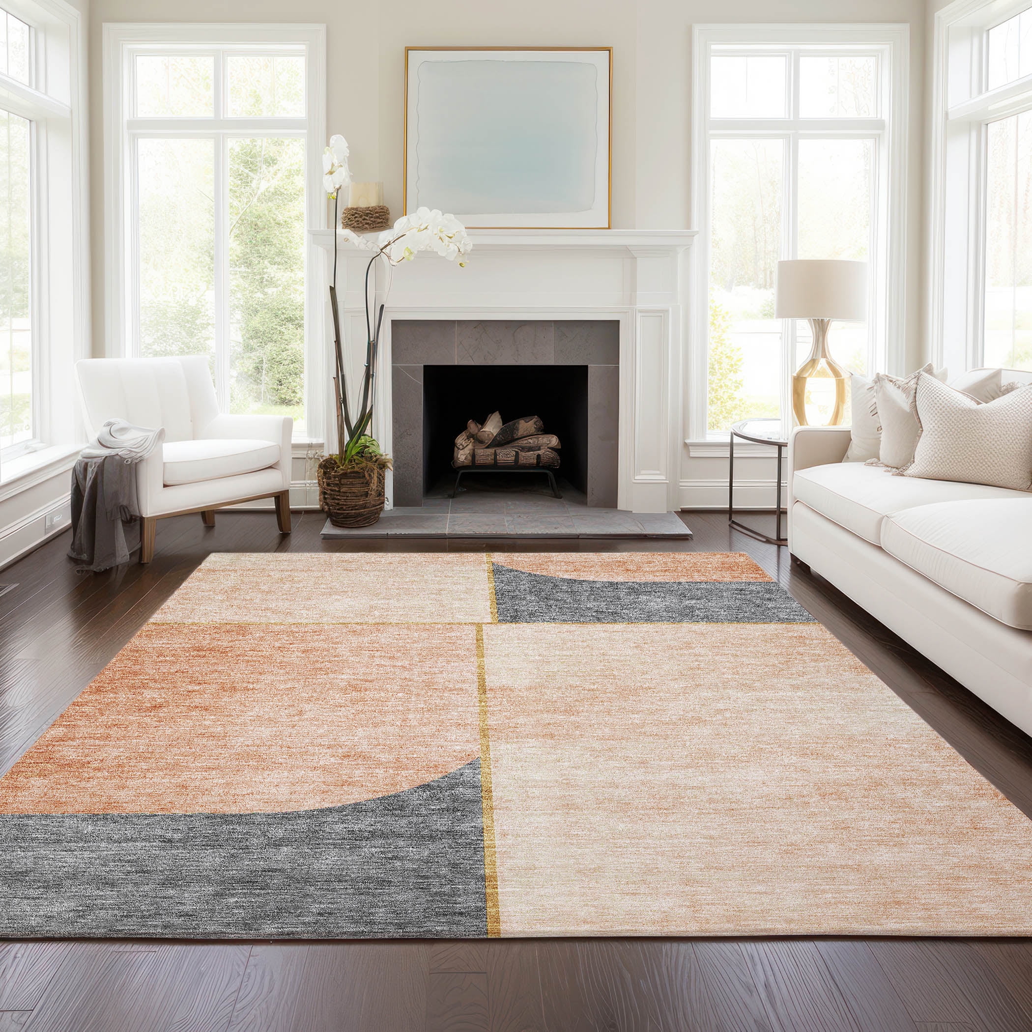Addison Rugs Chantille Indoor/Outdoor Transitional Art Deco Coral ...
