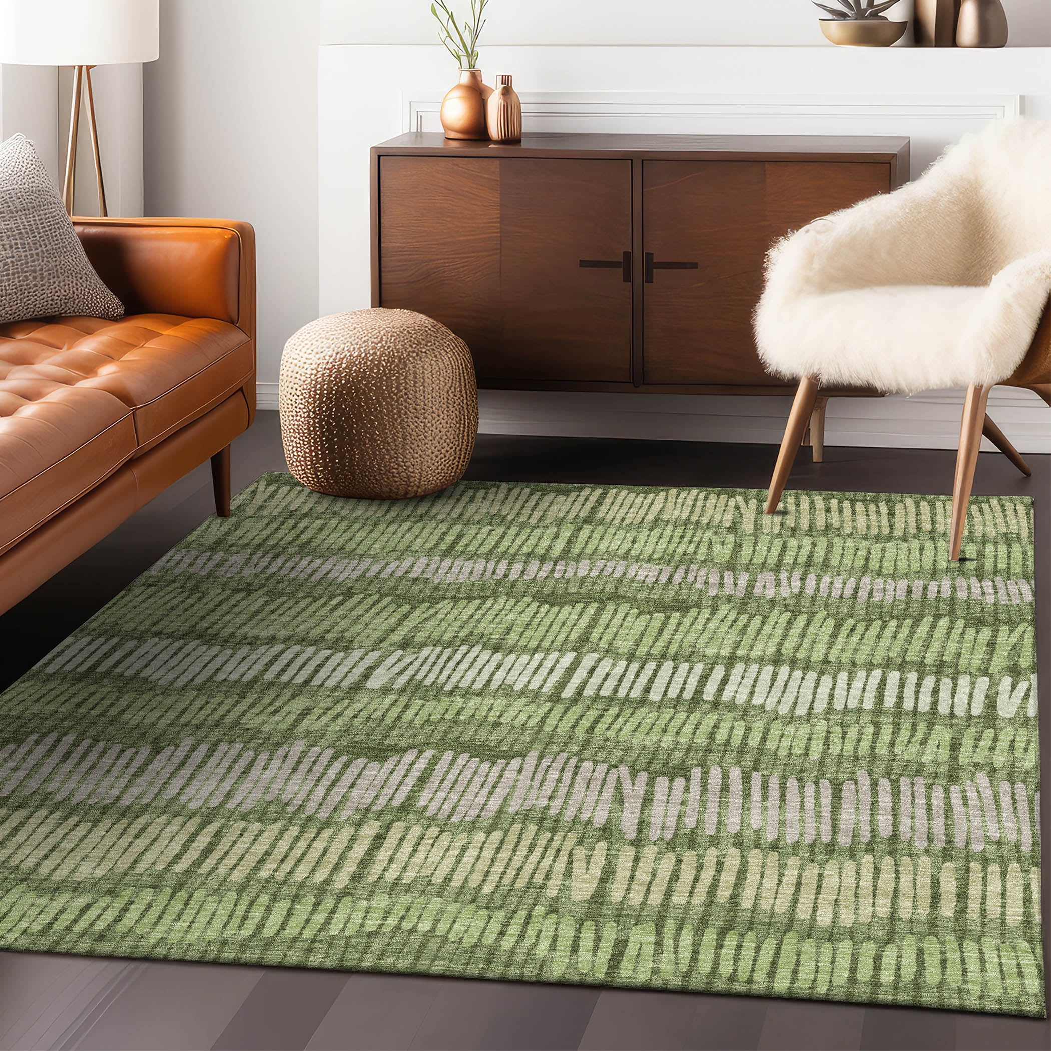 Addison Rugs Chantille Indoor/Outdoor Transitional Stripes Olive ...