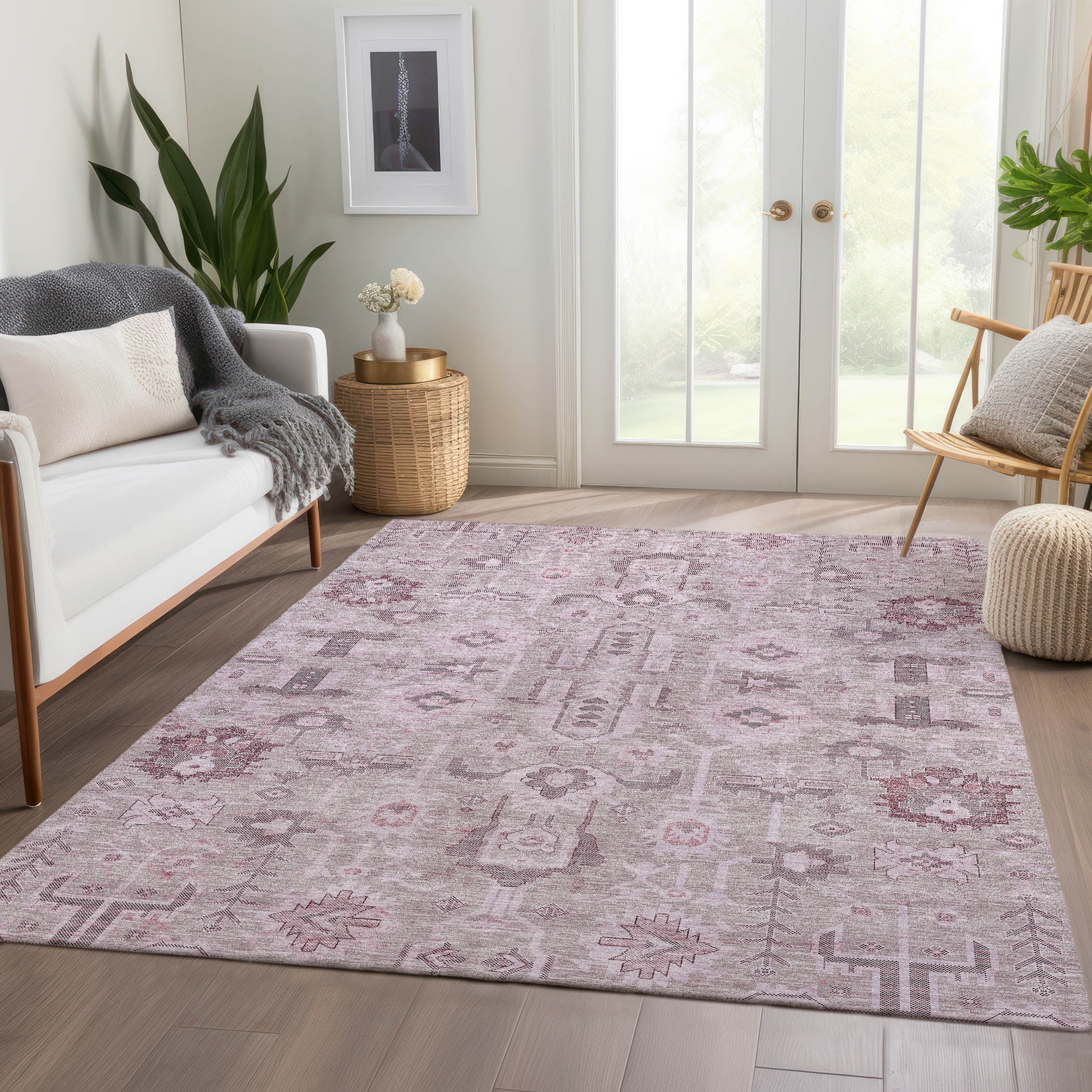 Addison Rugs Chantille Indoor/Outdoor Traditional Oriental Pink ...