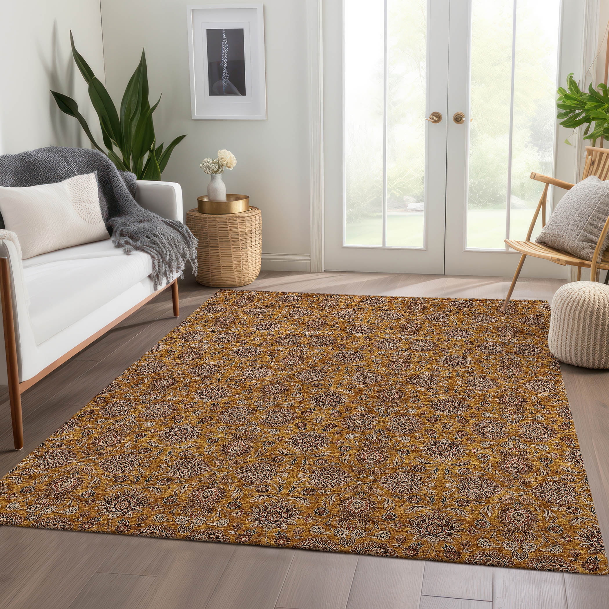 Addison Rugs Chantille Indoor/Outdoor Transitional Floral Copper ...