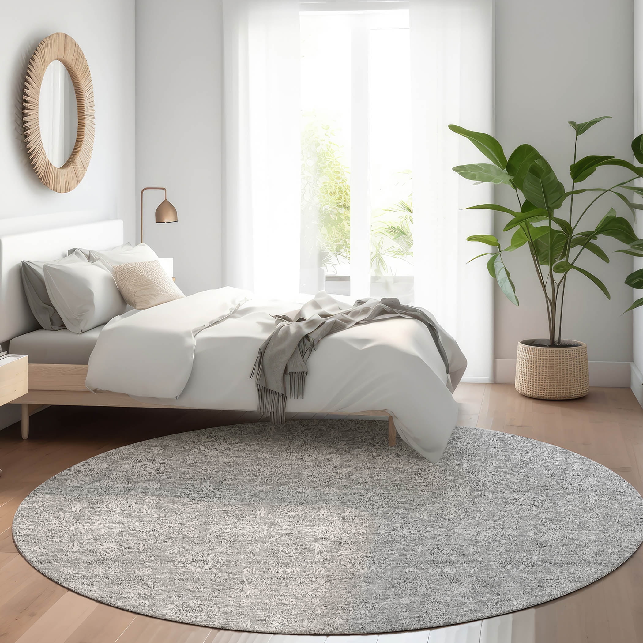 Addison Rugs Chantille Indoor/Outdoor Transitional Floral Gray Washable ...