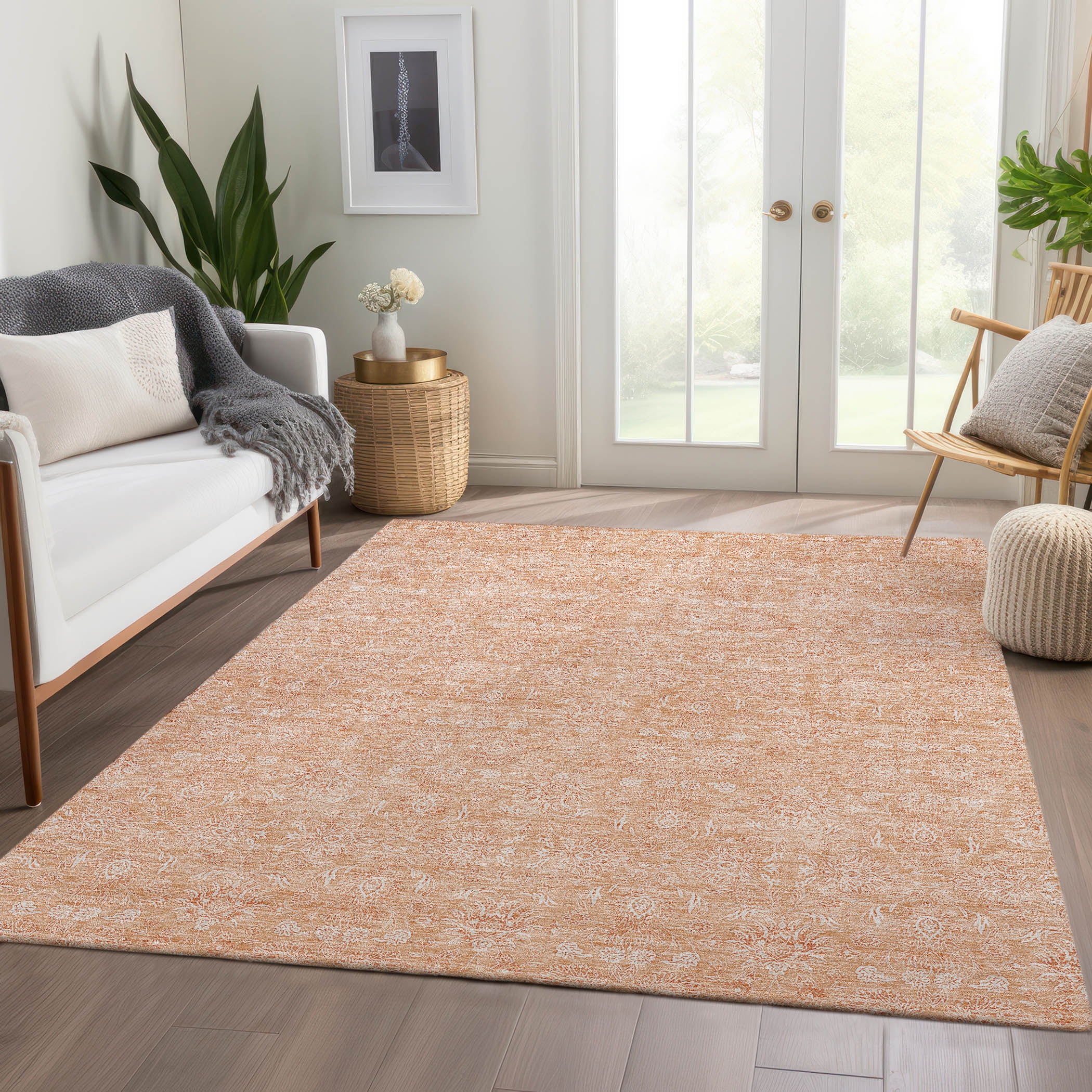 Addison Rugs Chantille Indoor/Outdoor Transitional Floral Peach ...