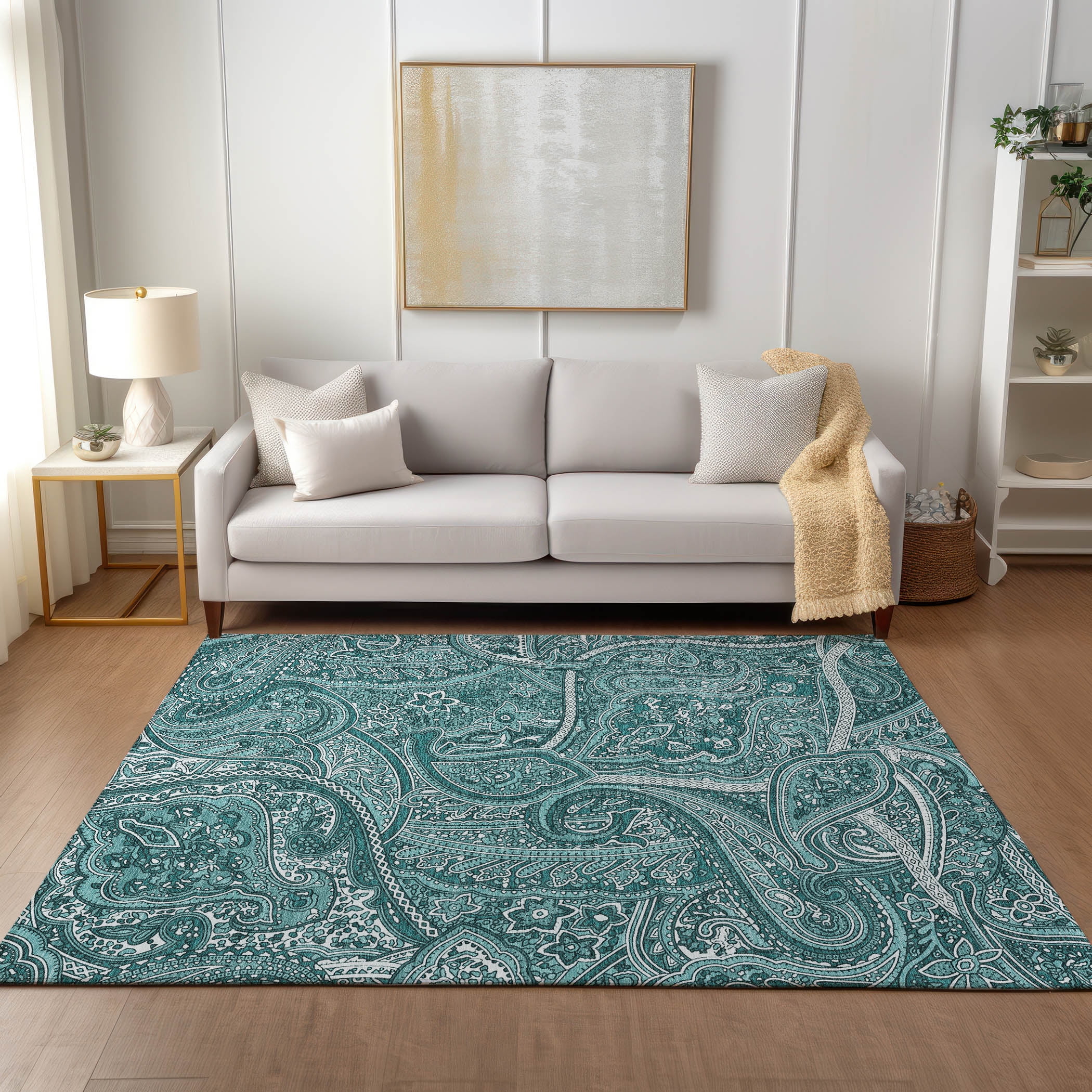 Addison Rugs Chantille Indoor/Outdoor Traditional Paisley Teal Washable ...
