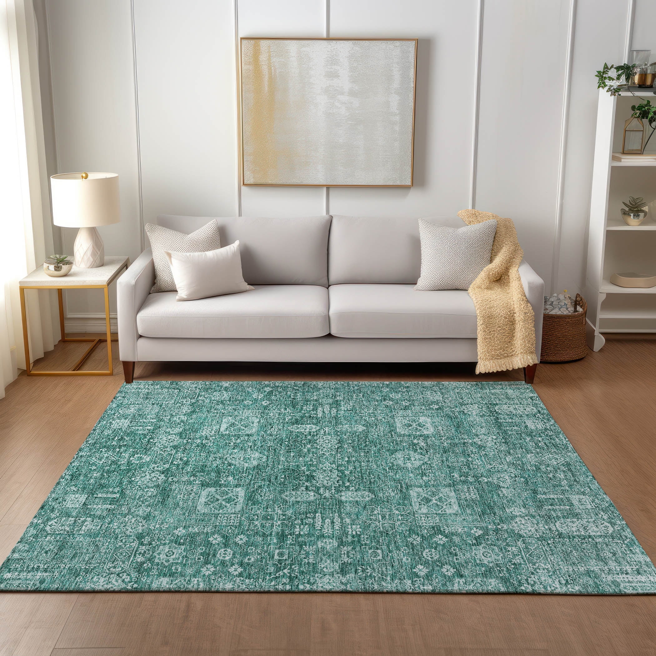 Addison Rugs Chantille Indoor Outdoor Transitional Panel Teal Washable