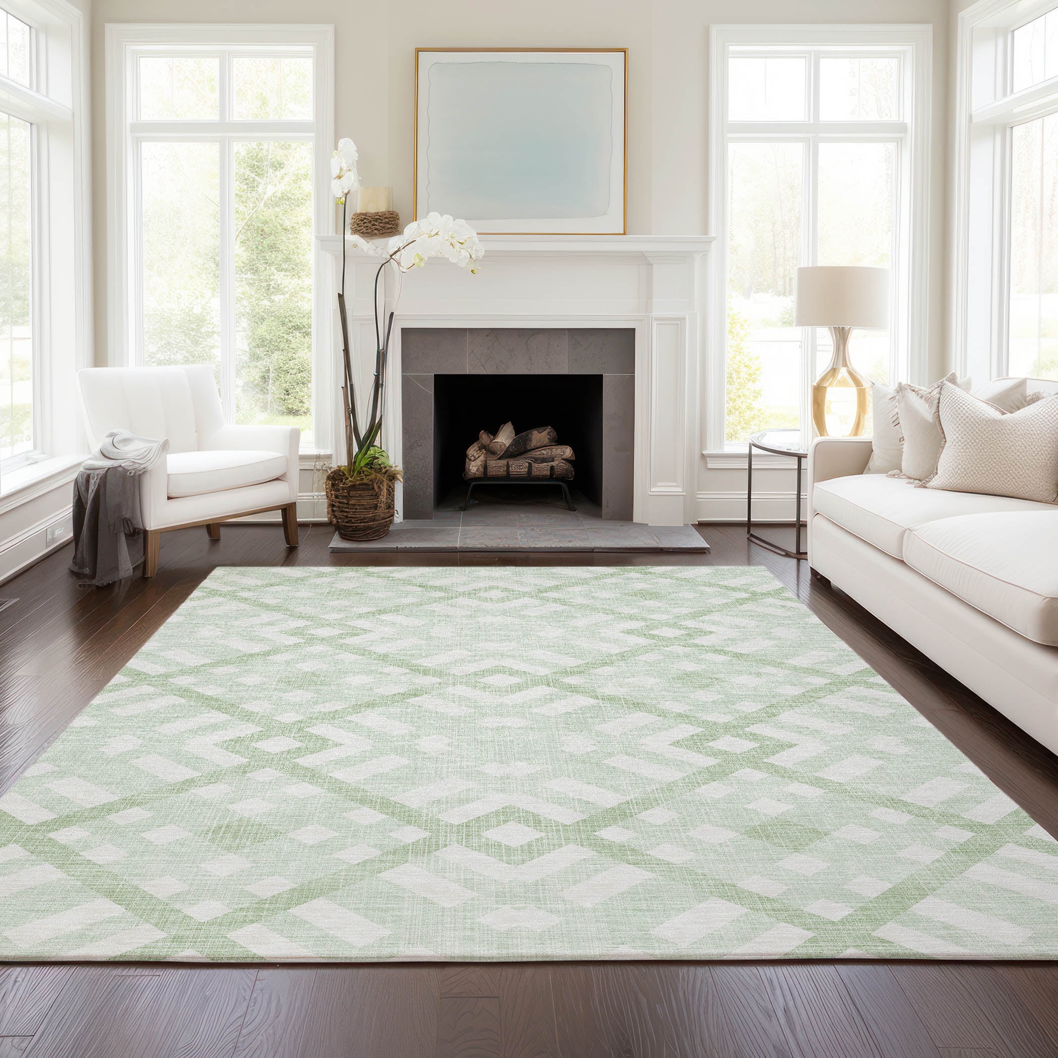 Addison Rugs Chantille Indoor/Outdoor Transitional Geometric Mint ...