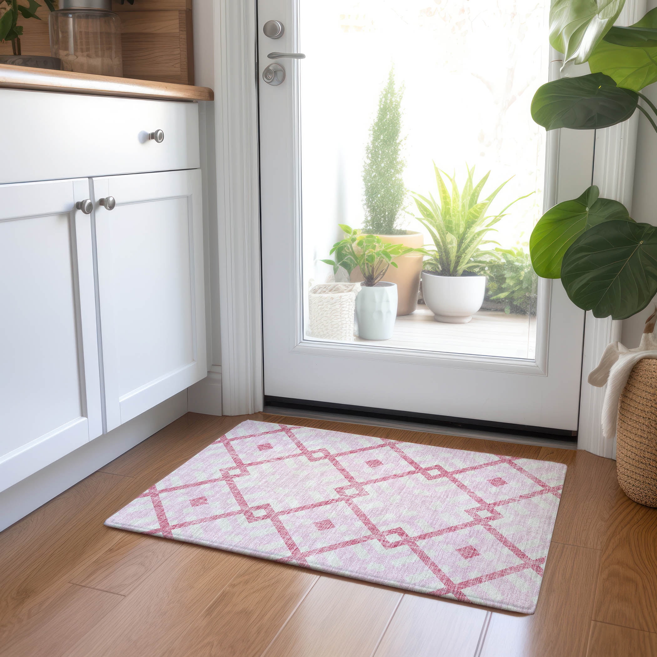 Addison Rugs Chantille Indoor/Outdoor Transitional Geometric Pink ...