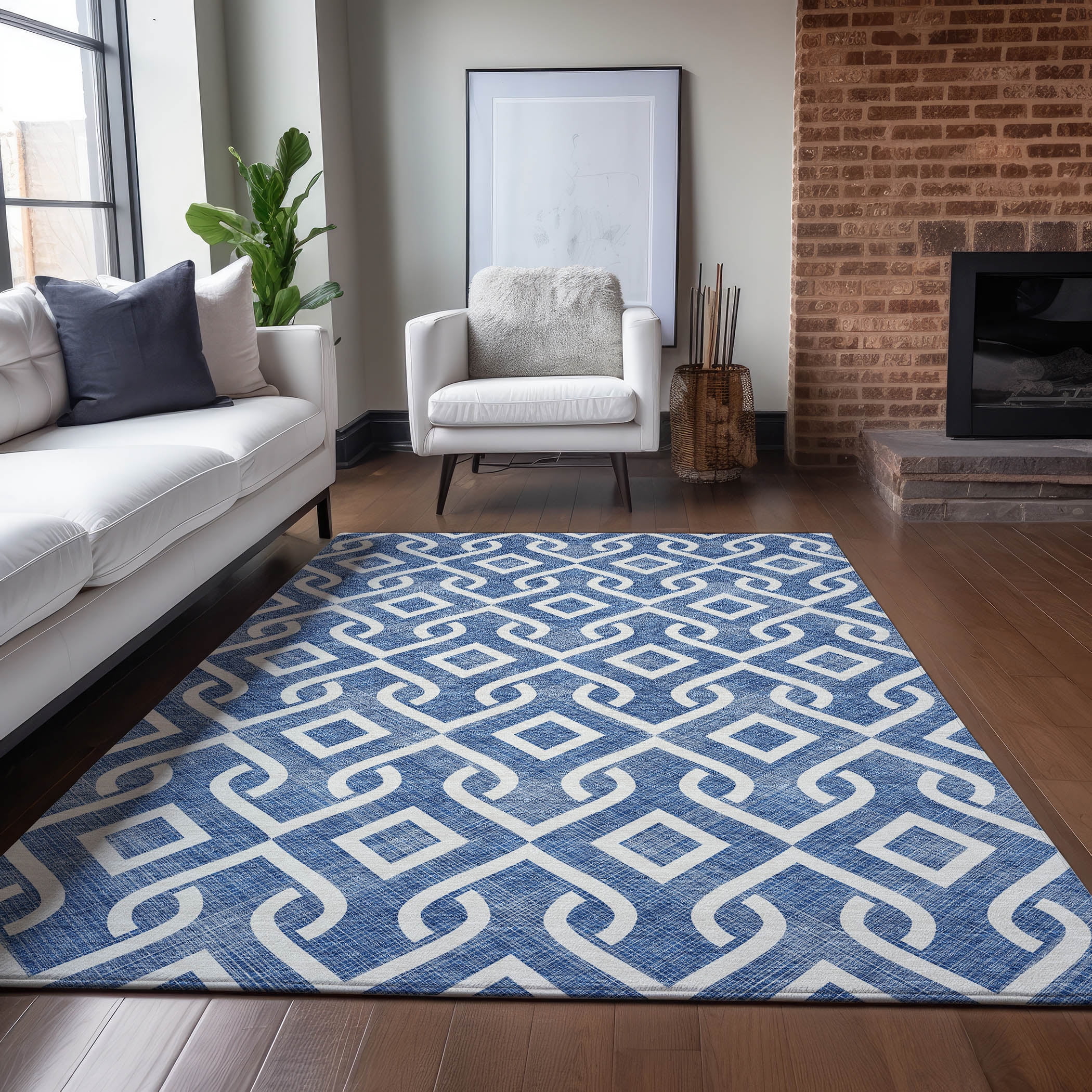 Addison Rugs Chantille Indoor/Outdoor Transitional Geometric Blue ...