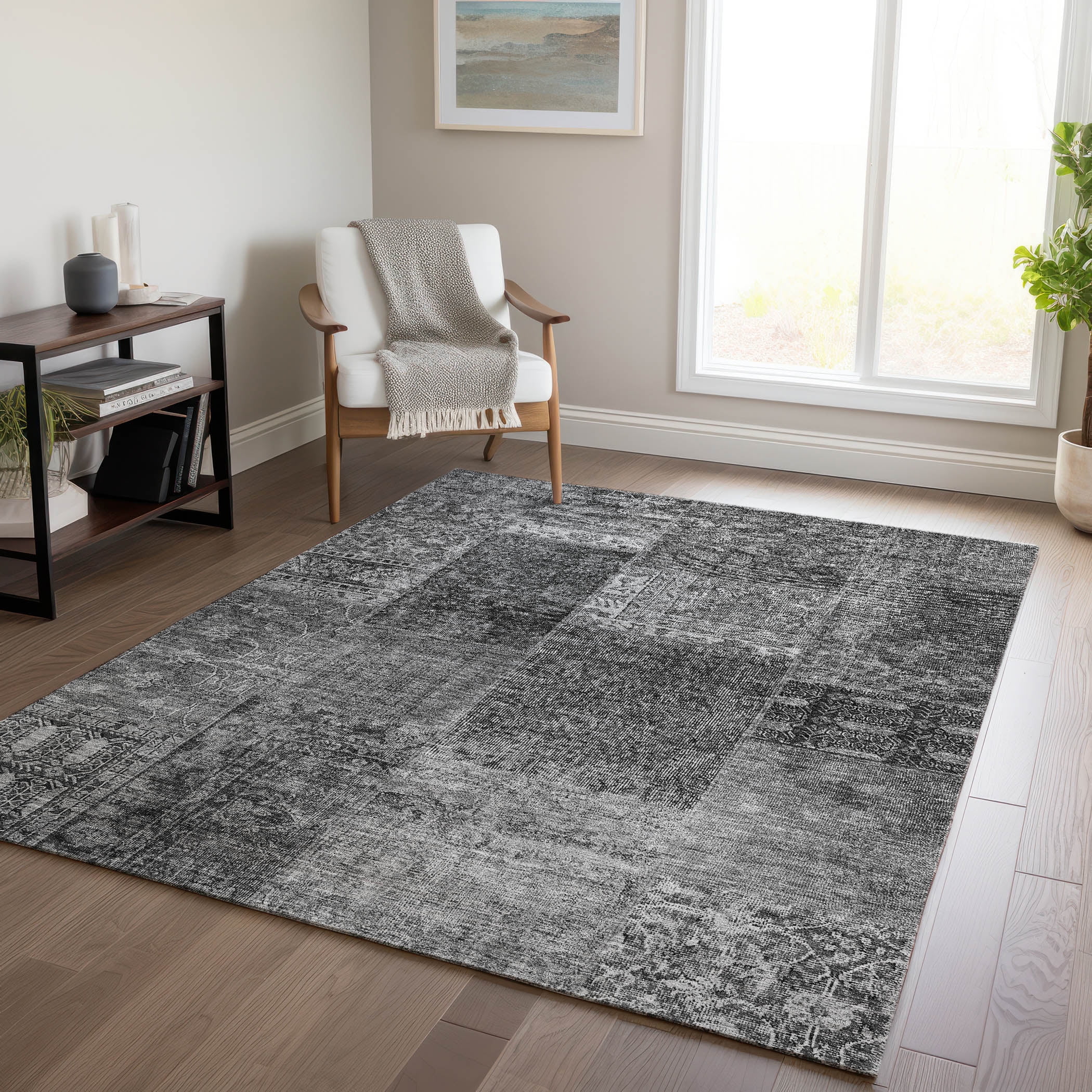 Addison Rugs Chantille Indoor/Outdoor Transitional Patchwork Gray Washable Rectangle Rug, 10' x ...