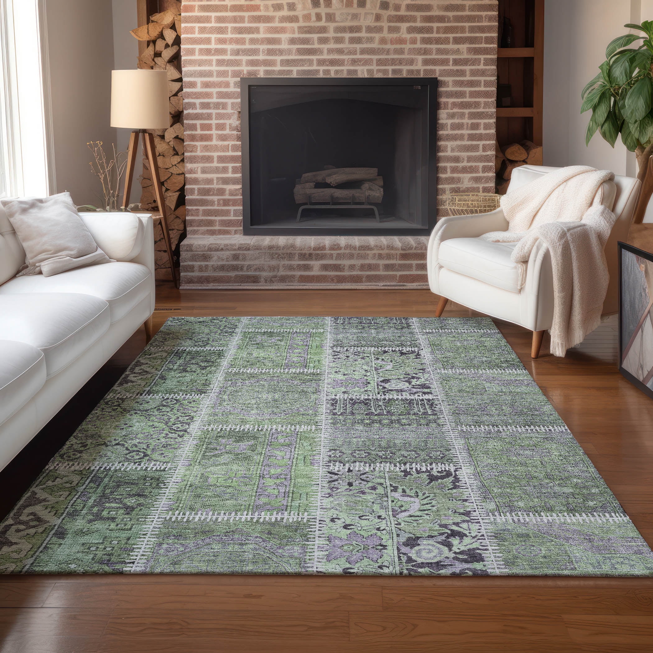 Addison Rugs Chantille Indoor/Outdoor Transitional Patchwork Green ...