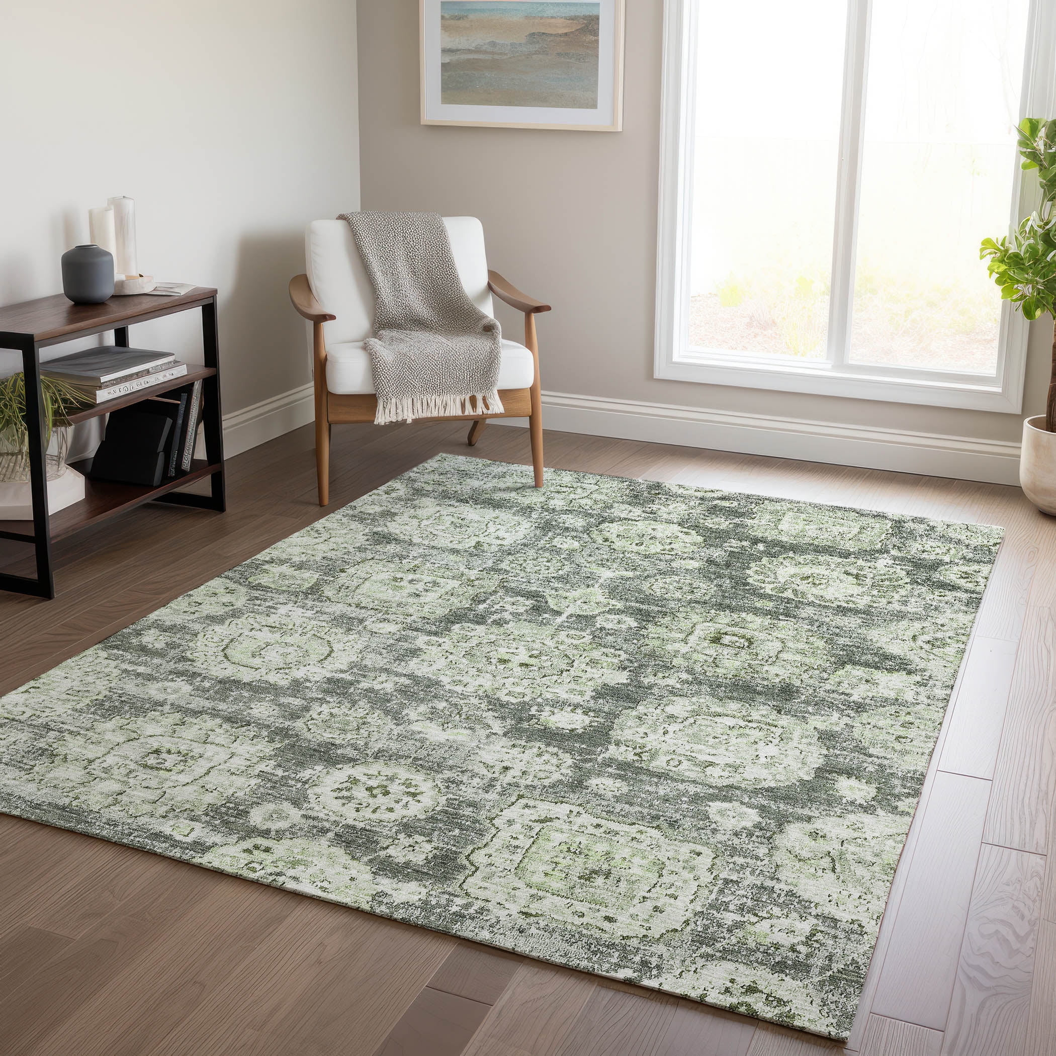 Addison Rugs Chantille Indoor/Outdoor Transitional Floral Aloe Washable ...