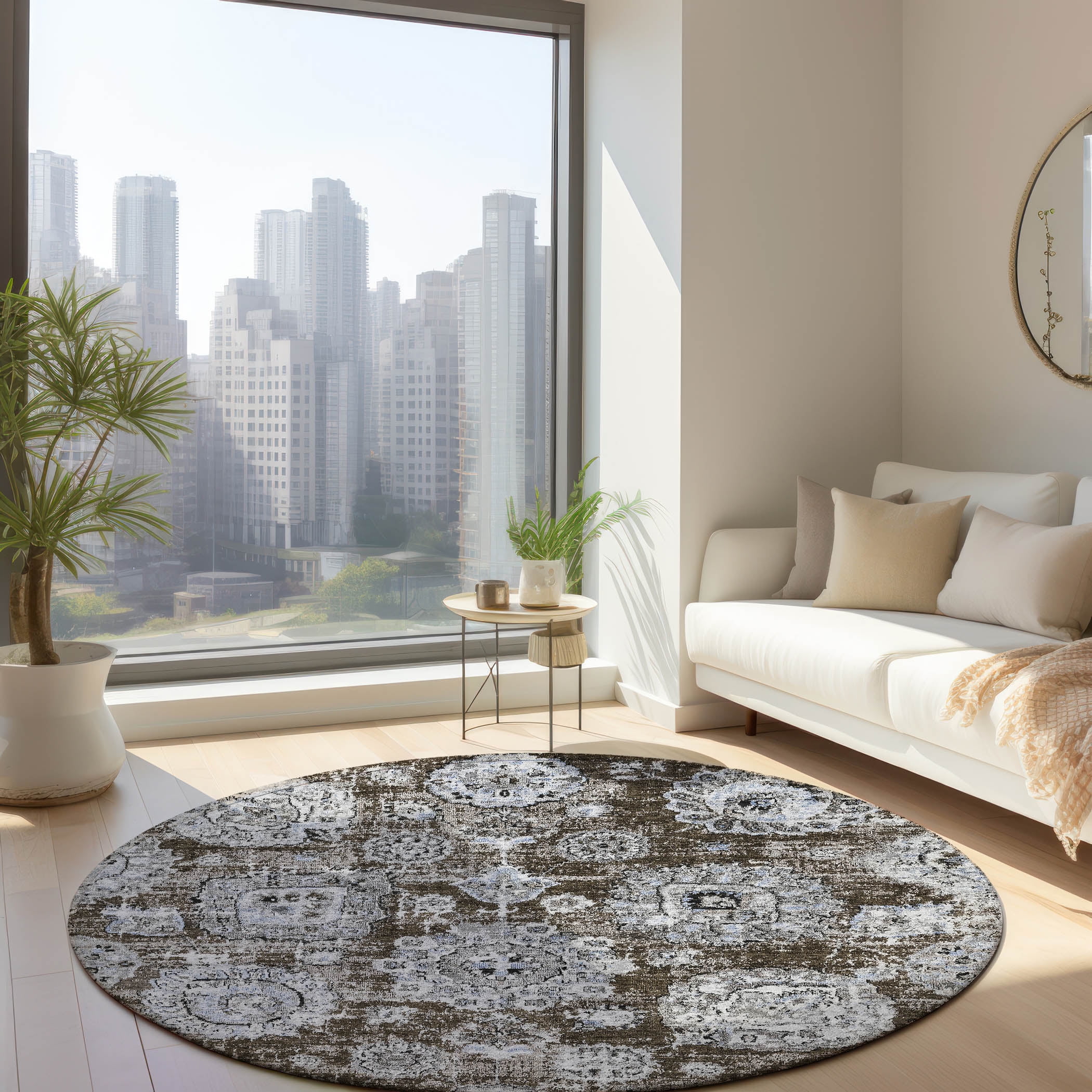 Addison Rugs Chantille Indoor/Outdoor Transitional Floral Chocolate ...