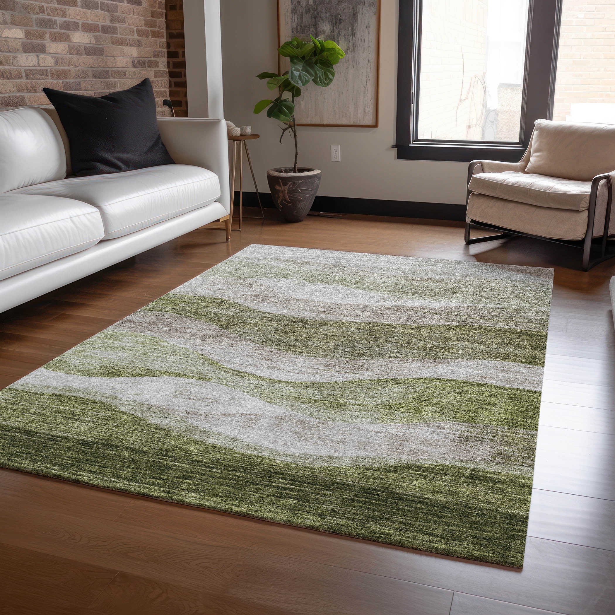 Addison Rugs Chantille Indoor/Outdoor Transitional Swirls Green ...