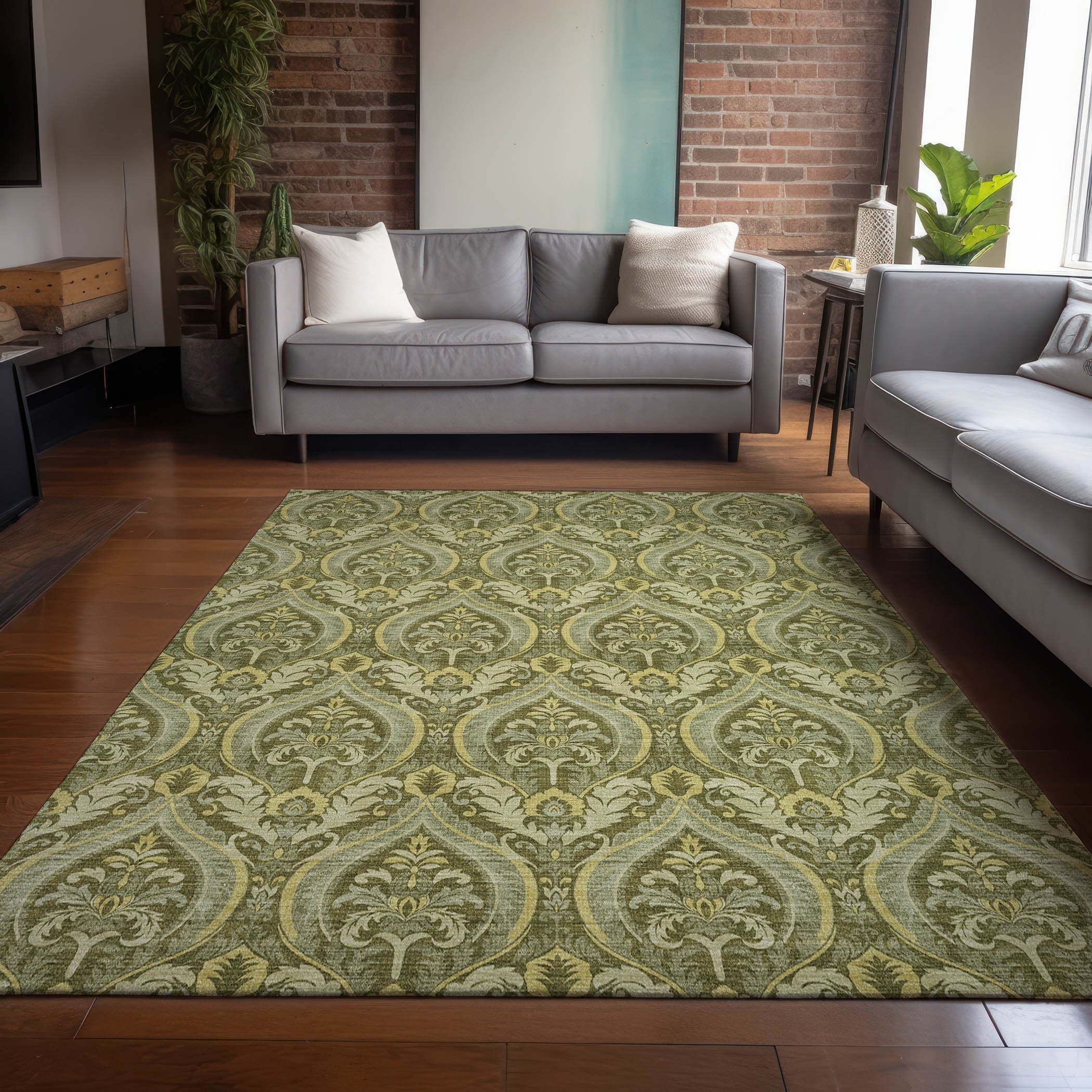 Addison Rugs Machine Washable Indoor/ Outdoor Damask Chantille Rug ...