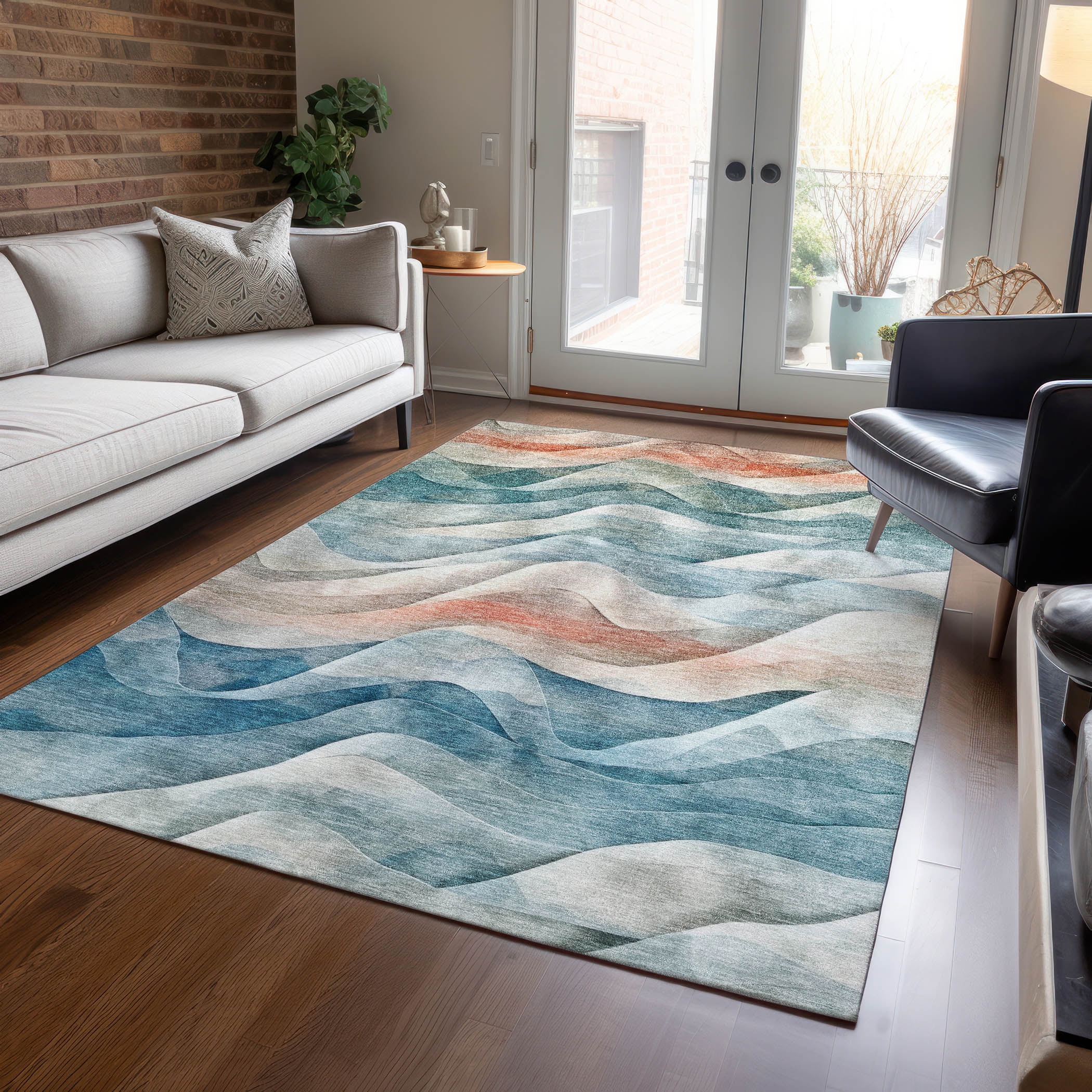 Addison Rugs Machine Washable Indoor/ Outdoor Funky Waves Chantille Rug ...