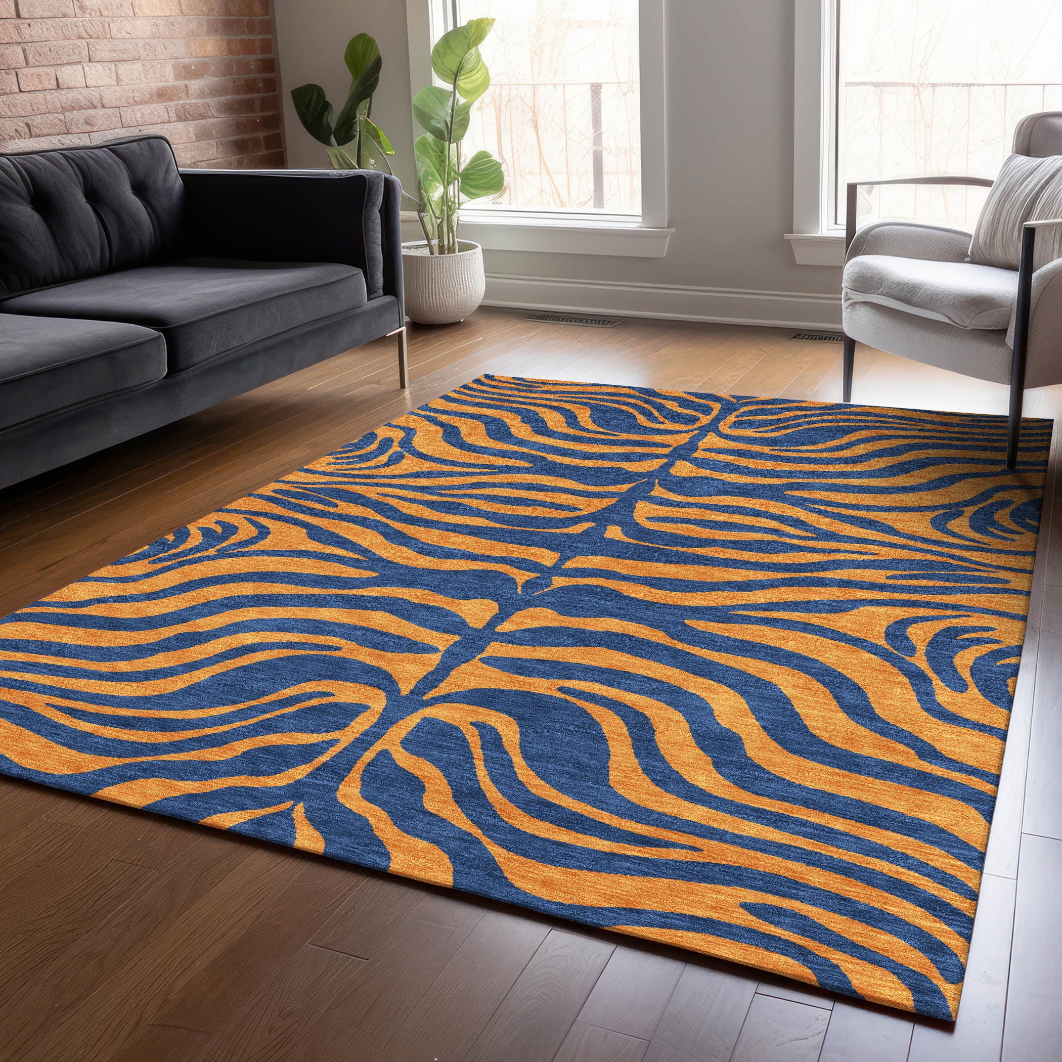 Addison Rugs Chantille Indoor/Outdoor Transitional Animal Print Navy ...
