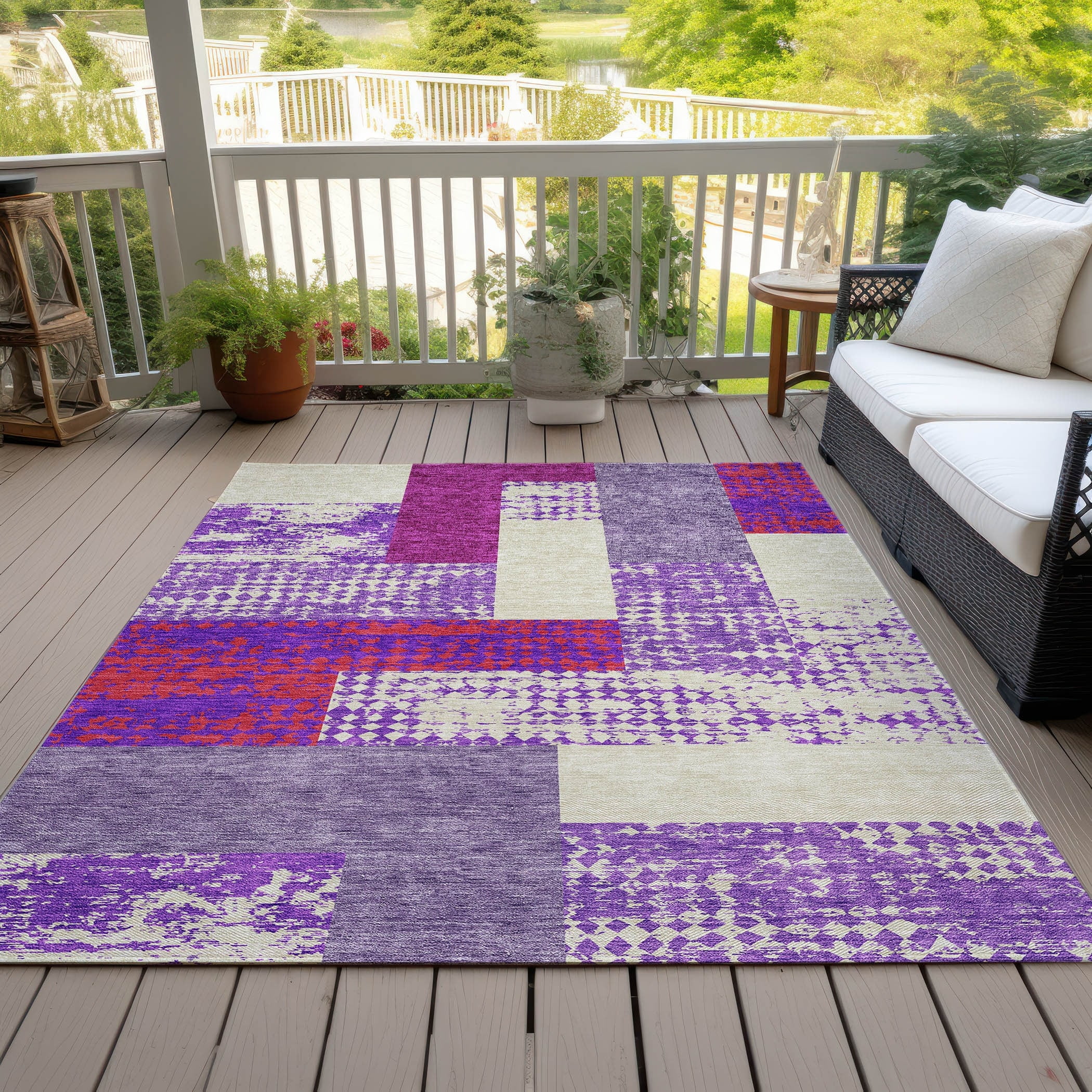 Addison Rugs Machine Washable Indoor/ Outdoor Modern Blocks Chantille ...