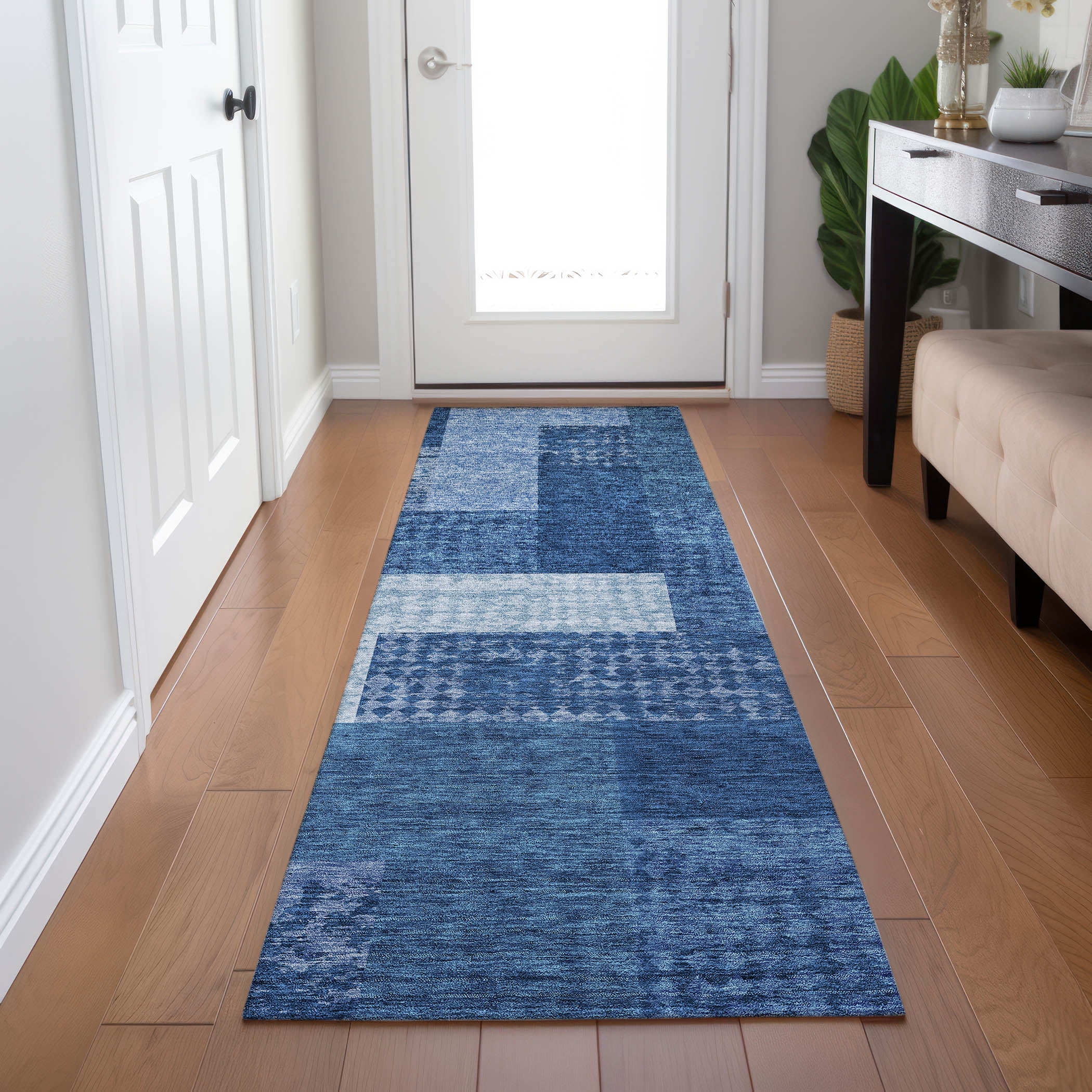 Addison Rugs Chantille Indoor/Outdoor Transitional Rectangles Navy Washable Runner Rug, 2'3" x 7 ...