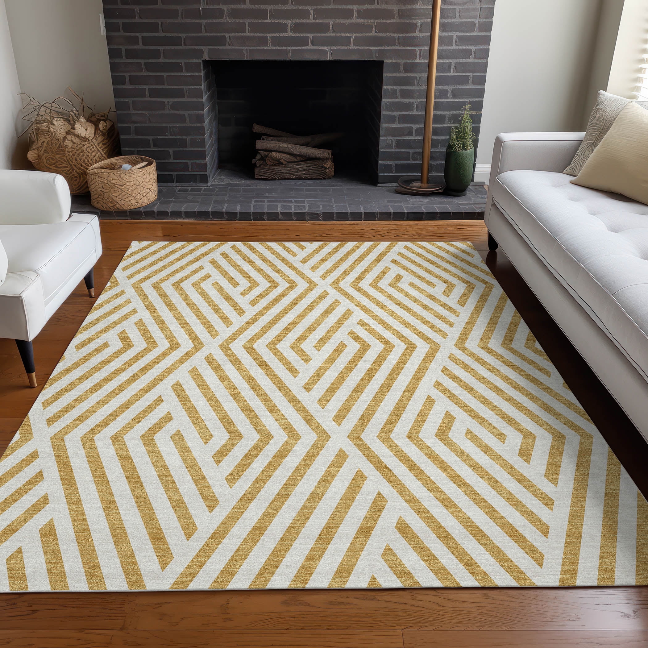 Addison Rugs Chantille Indoor/Outdoor Transitional Geometric Gold ...