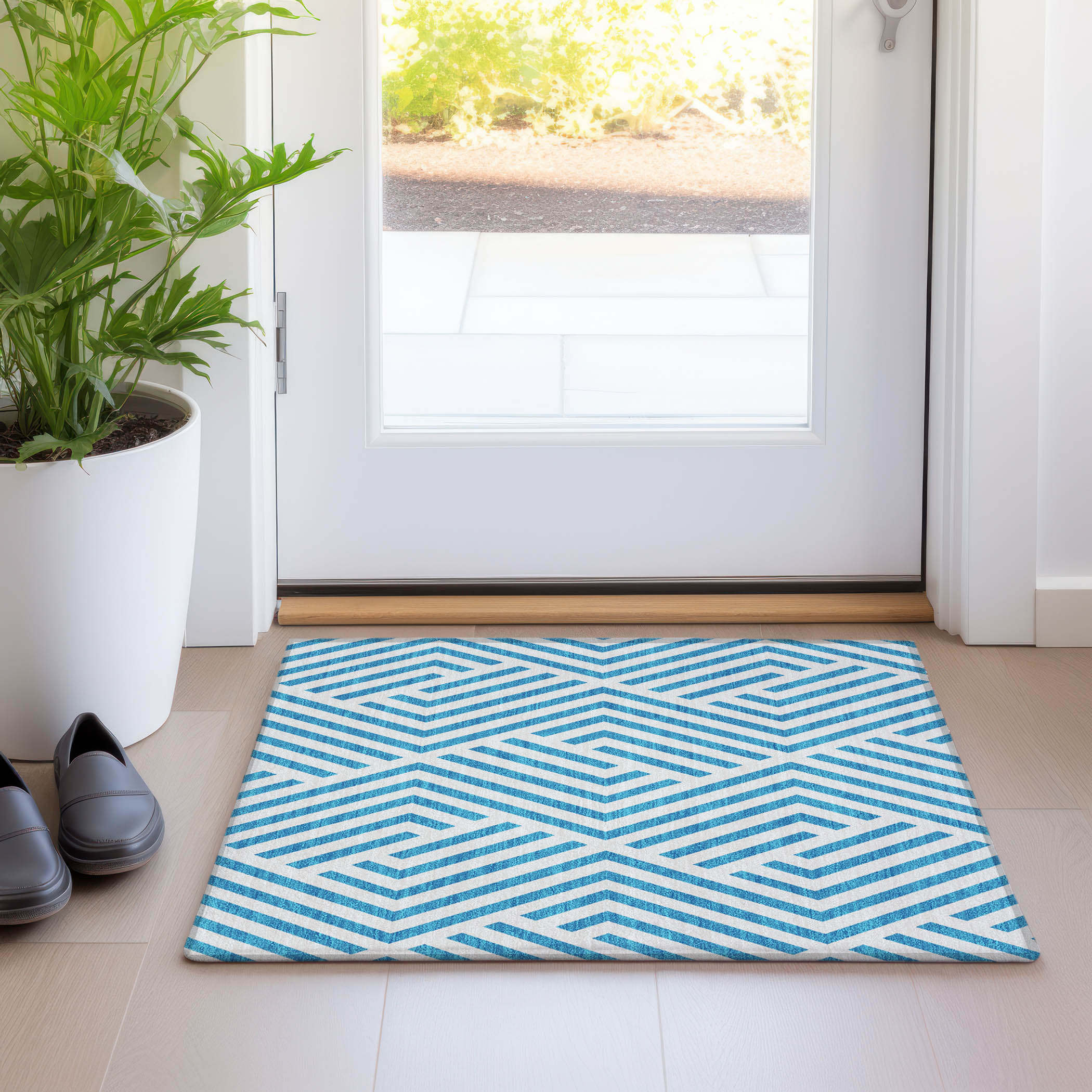 Addison Rugs Chantille Indoor/Outdoor Transitional Geometric Teal ...