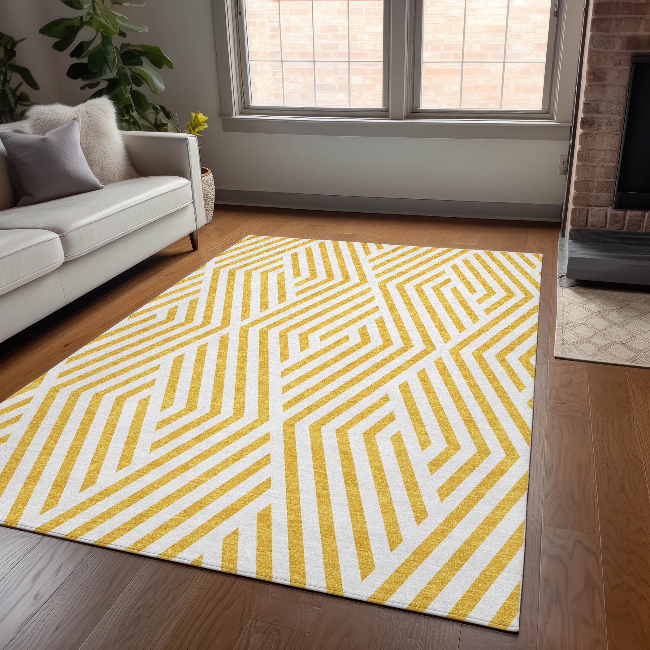 Addison Rugs Chantille Indoor/Outdoor Transitional Geometric Yellow ...