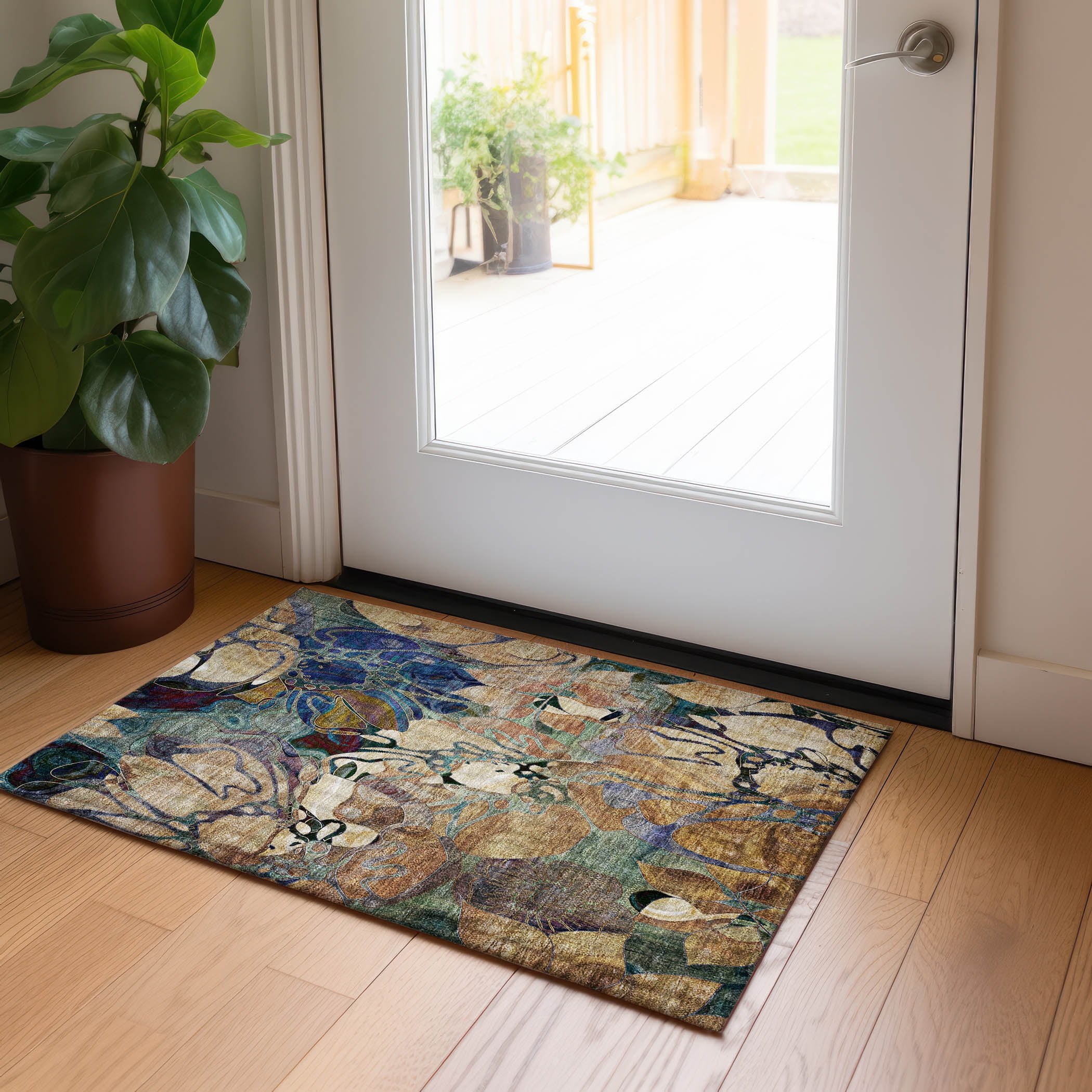 Addison Rugs Chantille Indoor/Outdoor Transitional Floral Beige ...