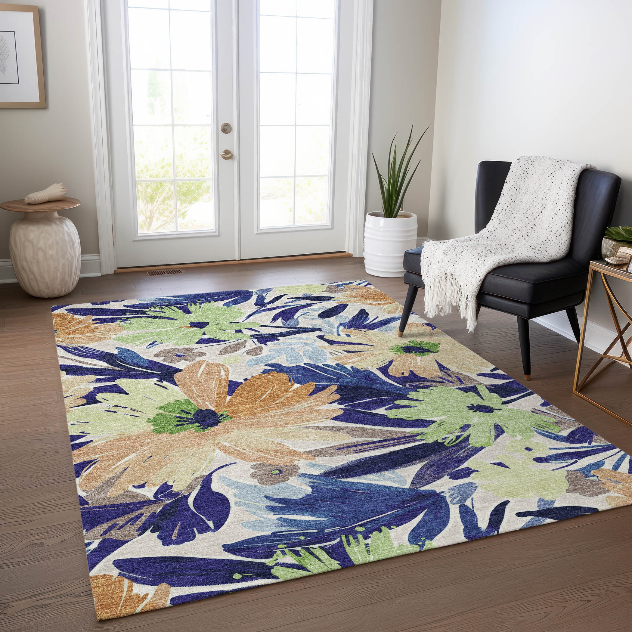 Addison Rugs Machine Washable Indoor/ Outdoor Modern Floral Chantille ...