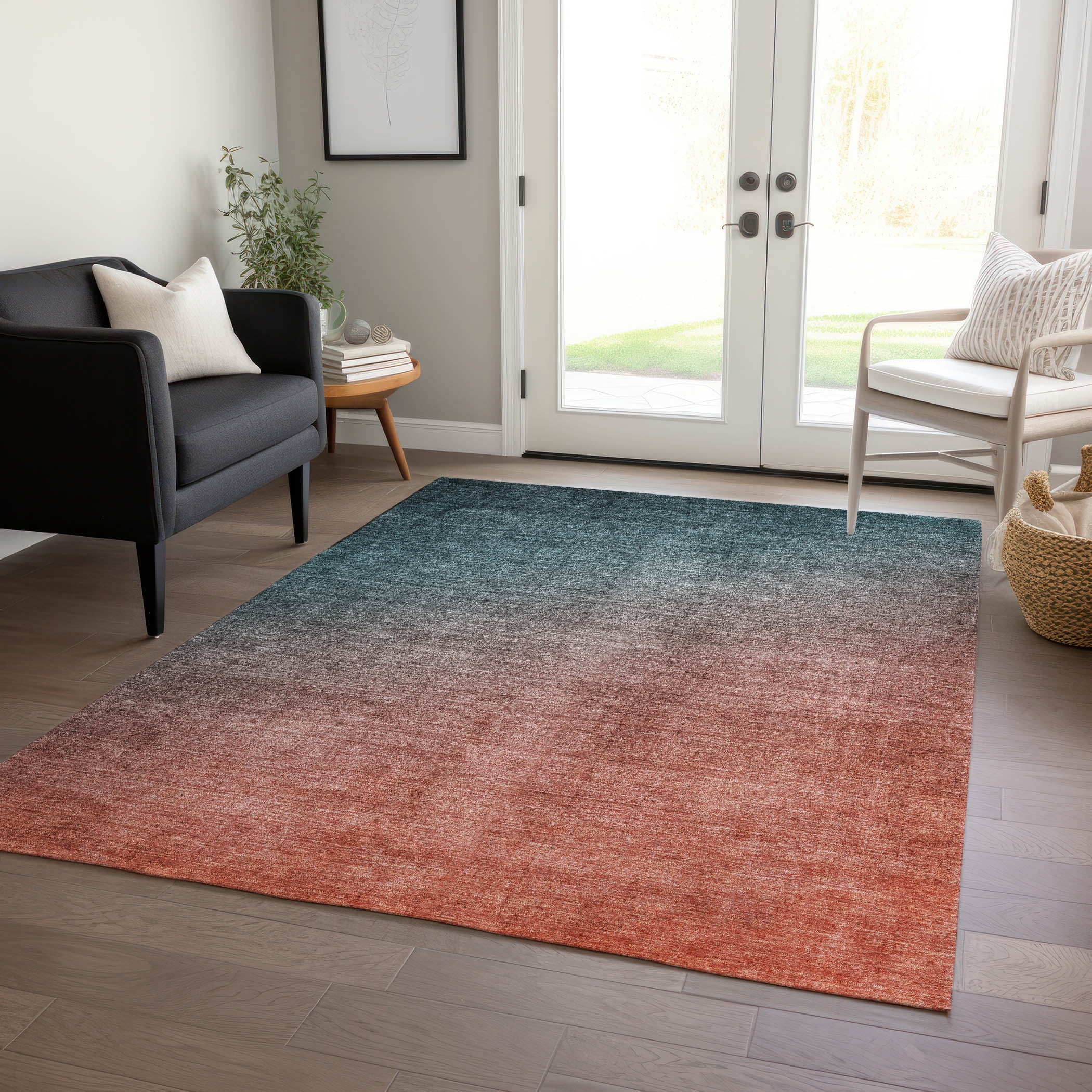 Addison Rugs Chantille Indoor/Outdoor Transitional Ombre Teal Washable ...