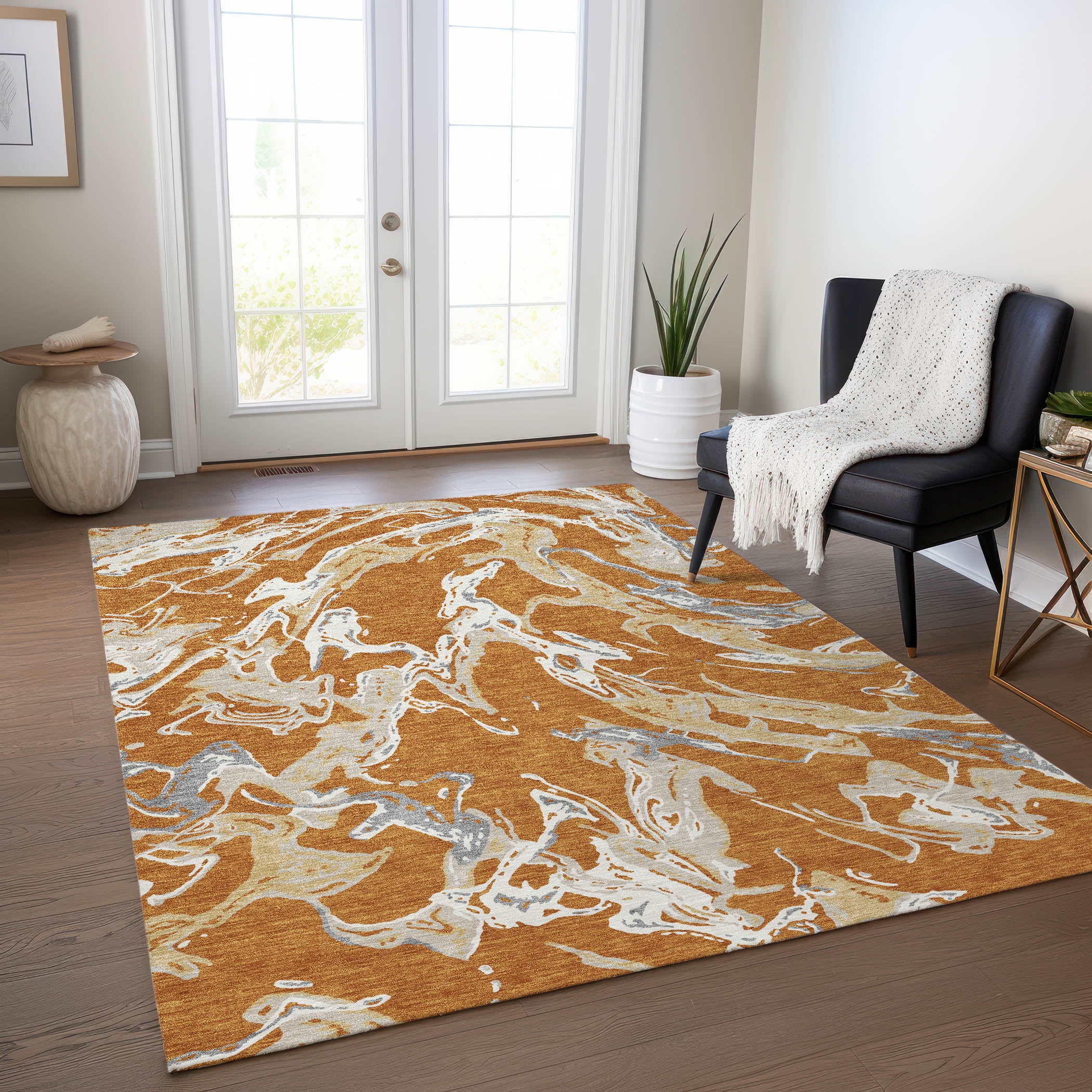 Addison Rugs Chantille Indoor/Outdoor Transitional Abstract Copper ...