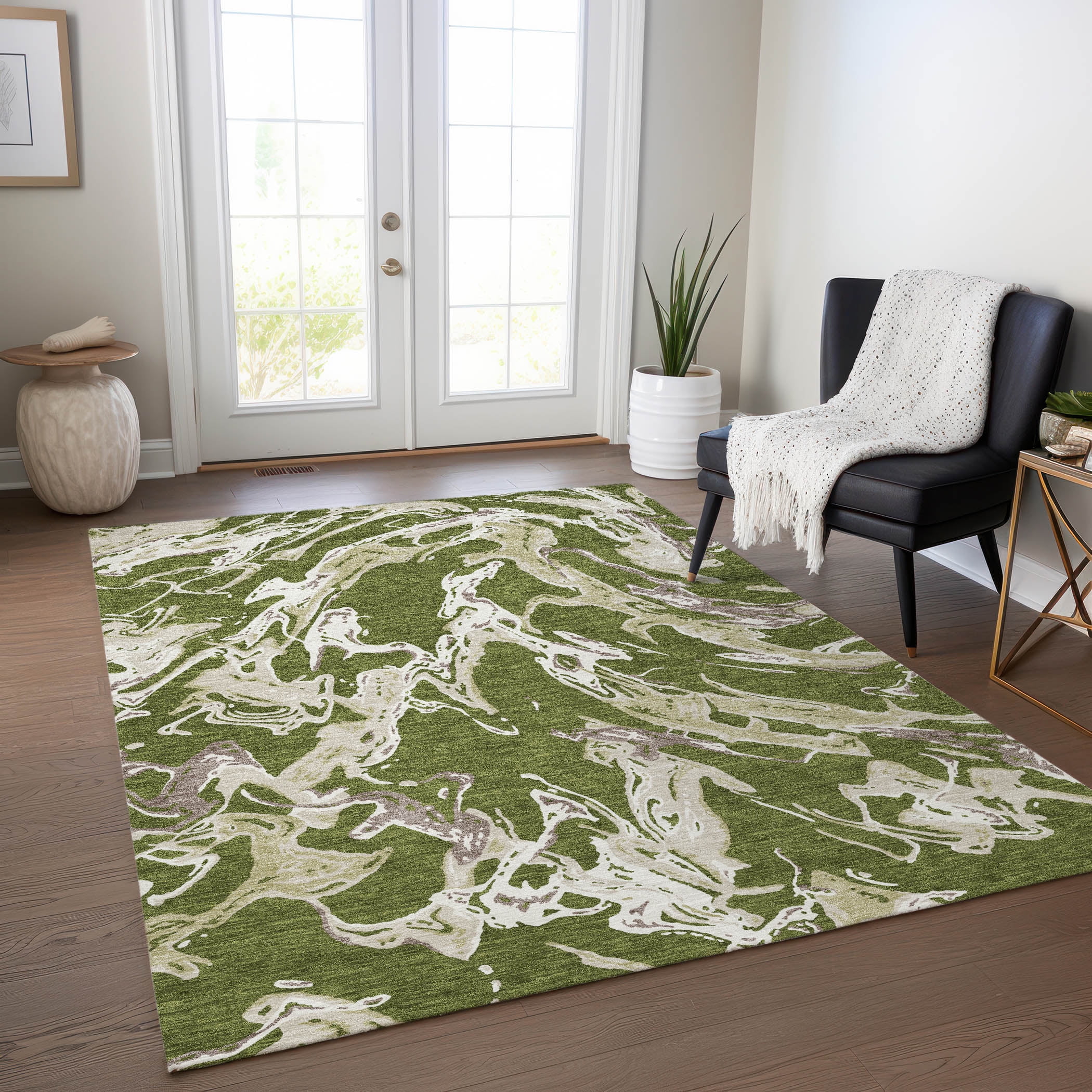 Addison Rugs Chantille Indoor/Outdoor Transitional Abstract Olive ...