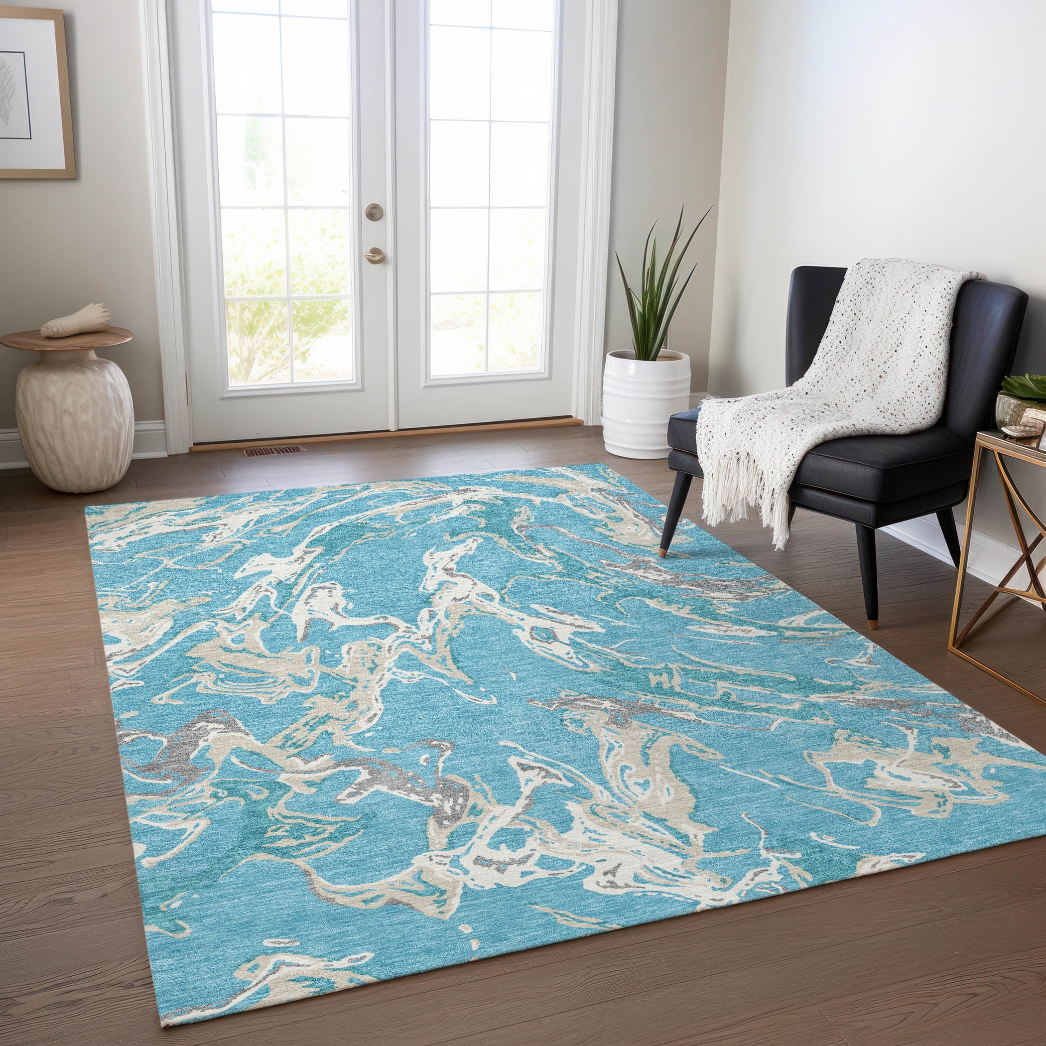 Addison Rugs Chantille Indoor/Outdoor Transitional Abstract Teal ...