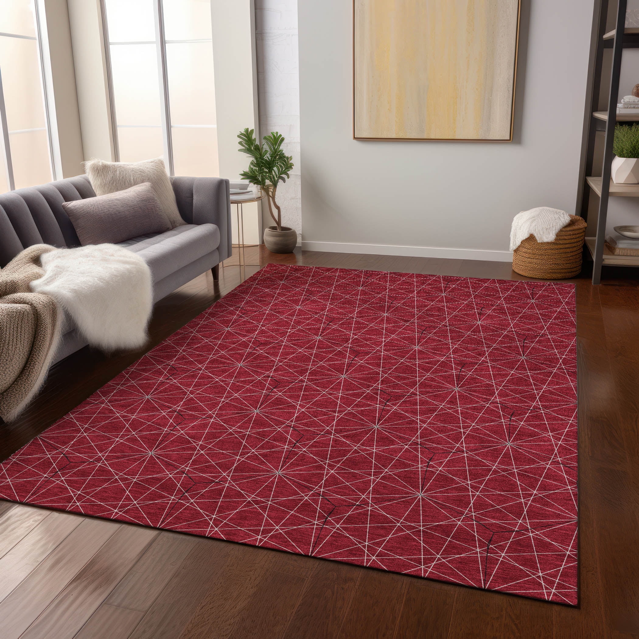 Addison Rugs Chantille Indoor/Outdoor Transitional Geometric Red ...