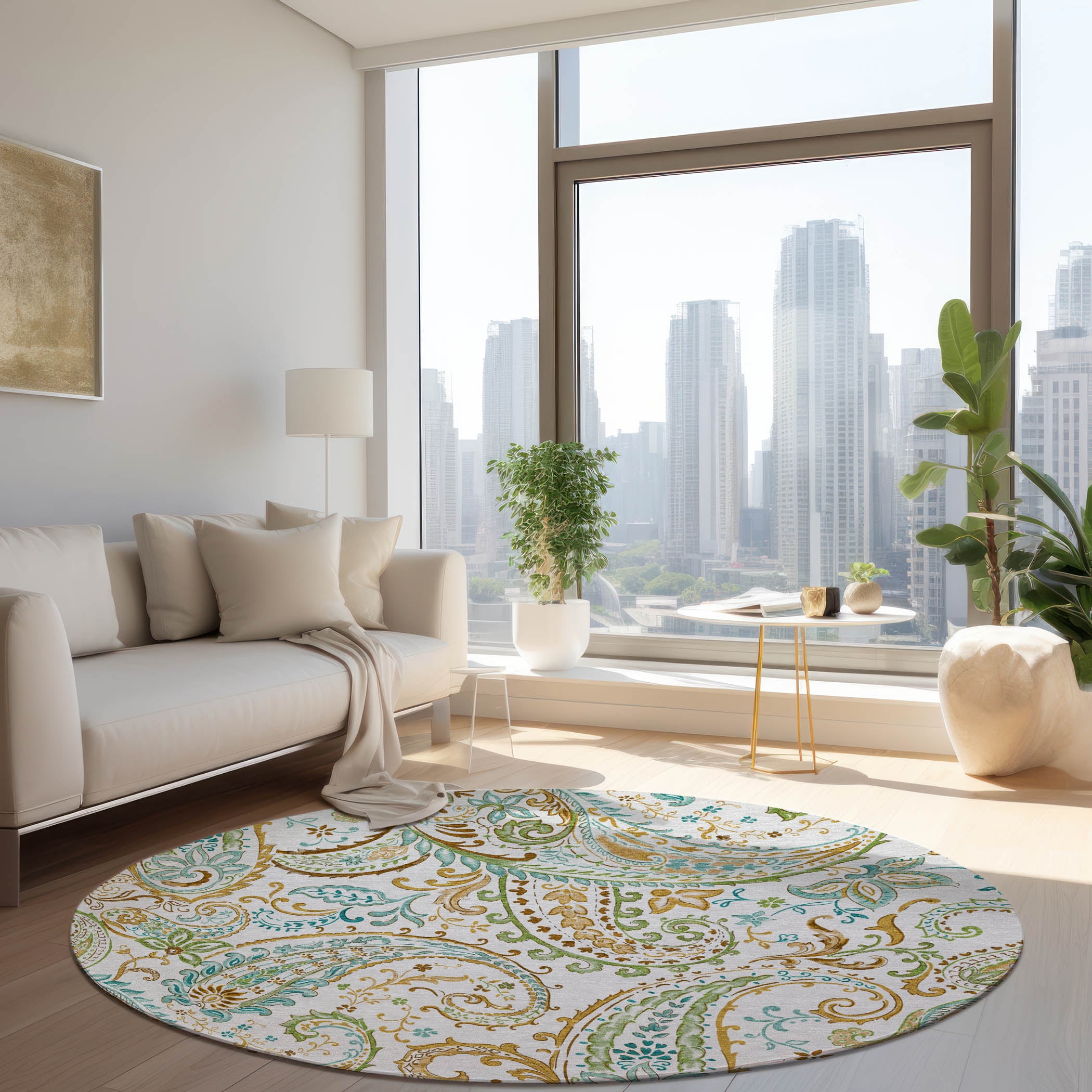 Addison Rugs Chantille Indoor/Outdoor Transitional Paisley Ivory ...