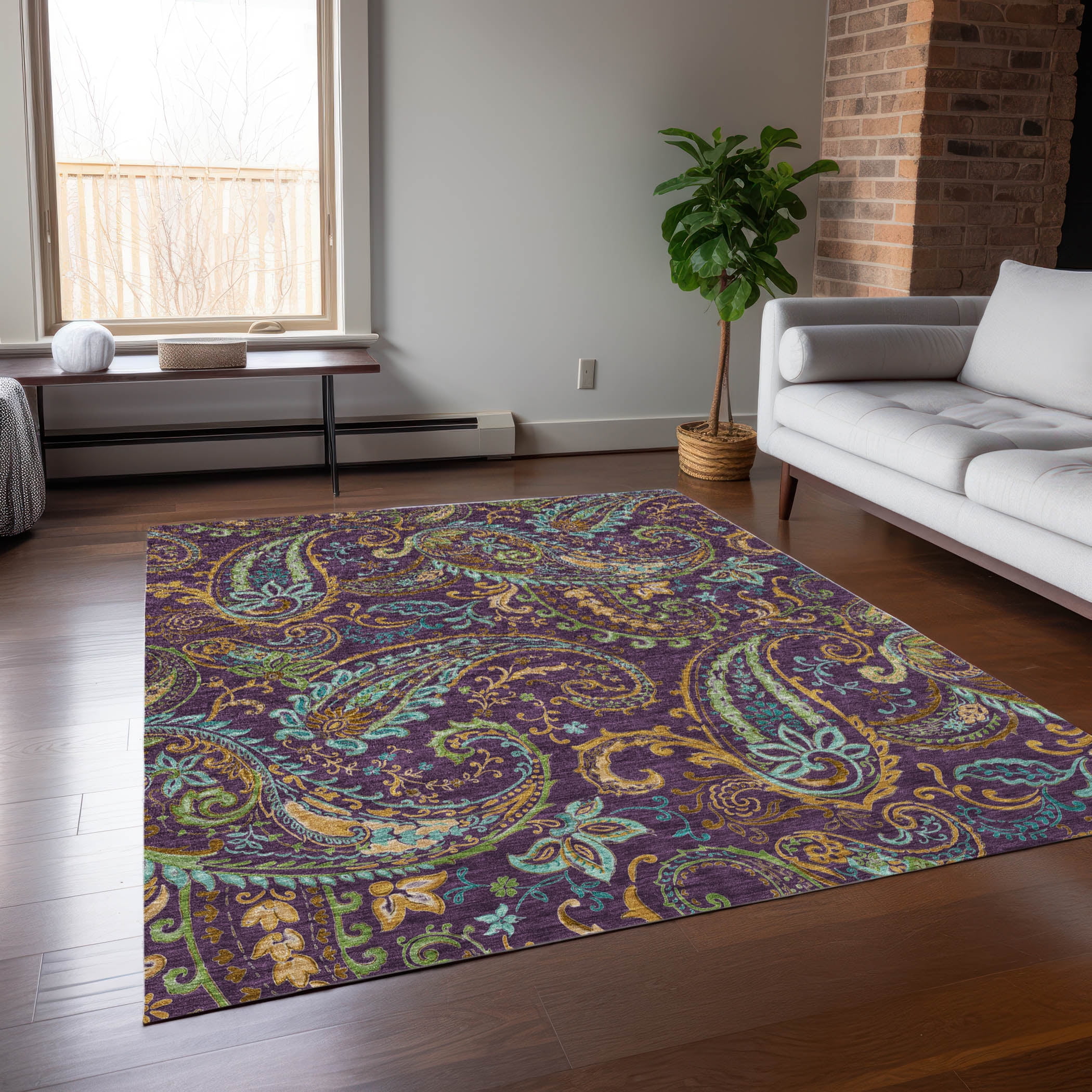 Addison Rugs Chantille Indoor/Outdoor Transitional Paisley Purple ...