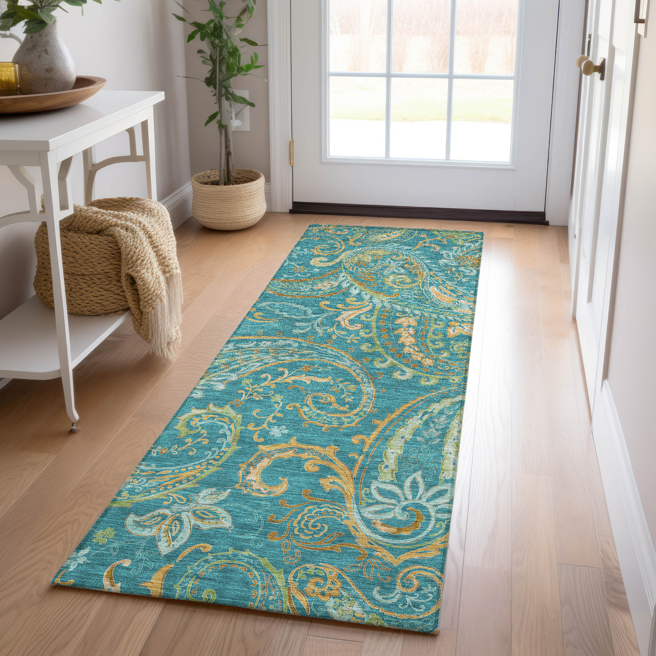 Addison Rugs Chantille Indoor/Outdoor Transitional Paisley Teal ...