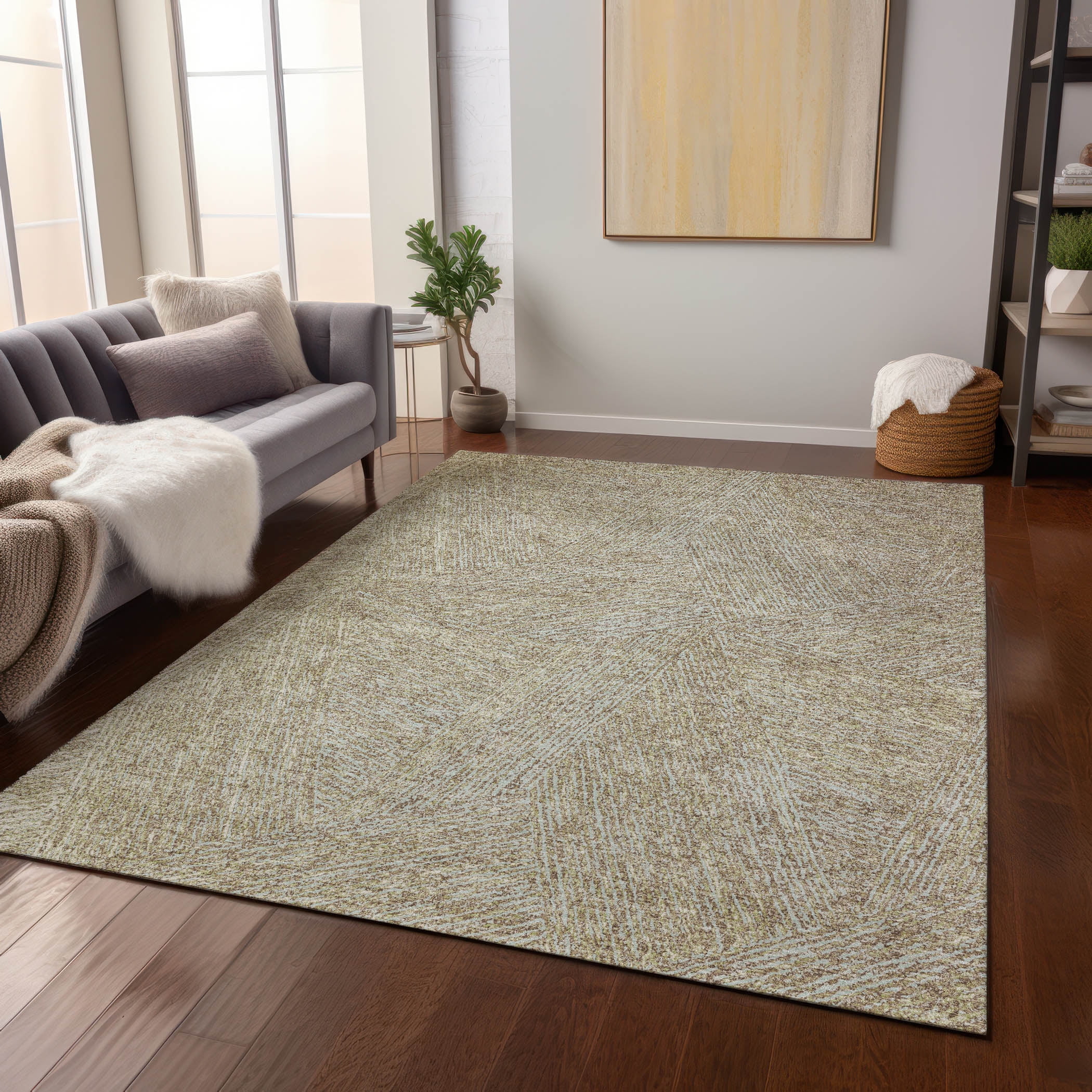 Addison Rugs Chantille Indoor/Outdoor Transitional Lines Putty Washable ...