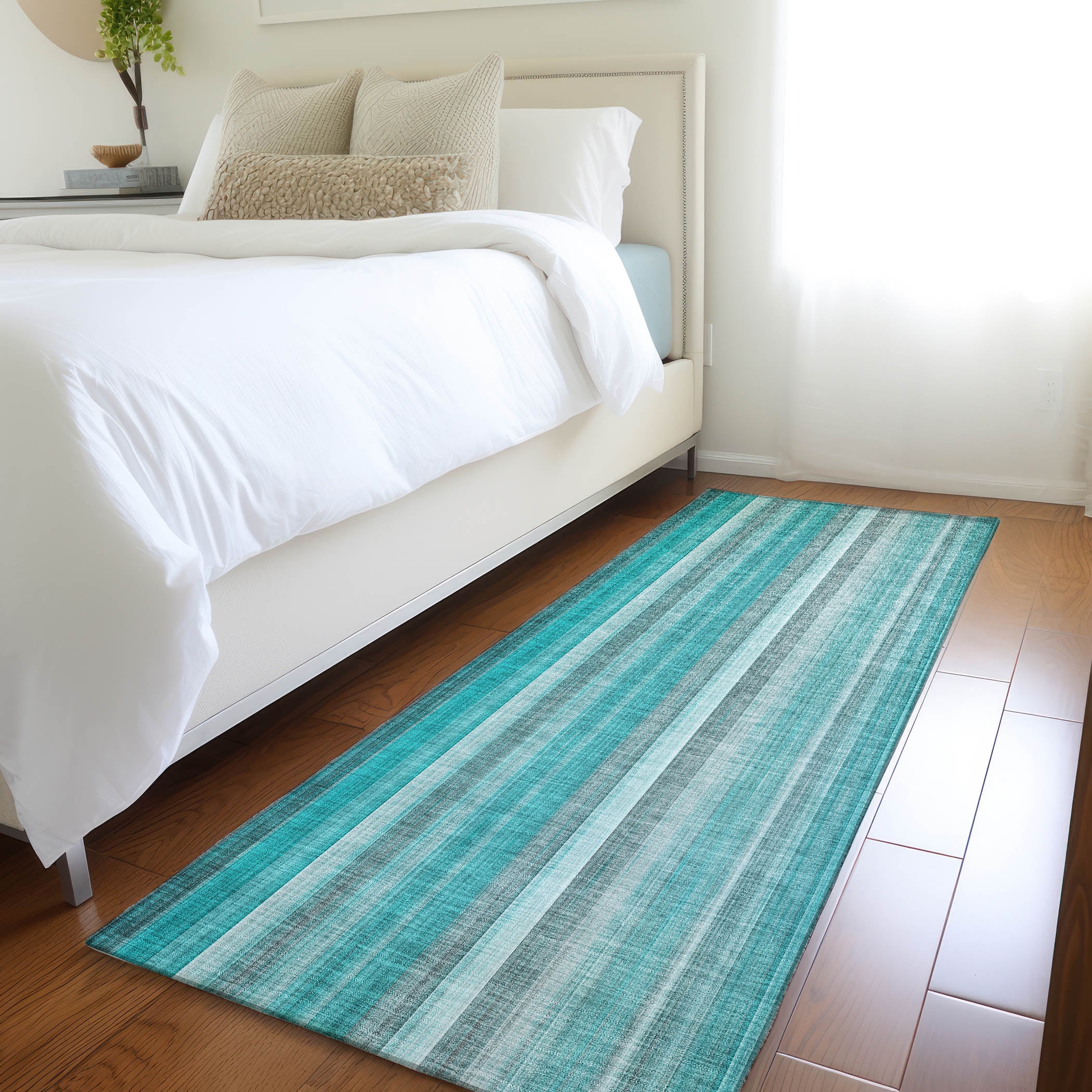 Addison Rugs Chantille Indoor/Outdoor Transitional Stripes Teal ...
