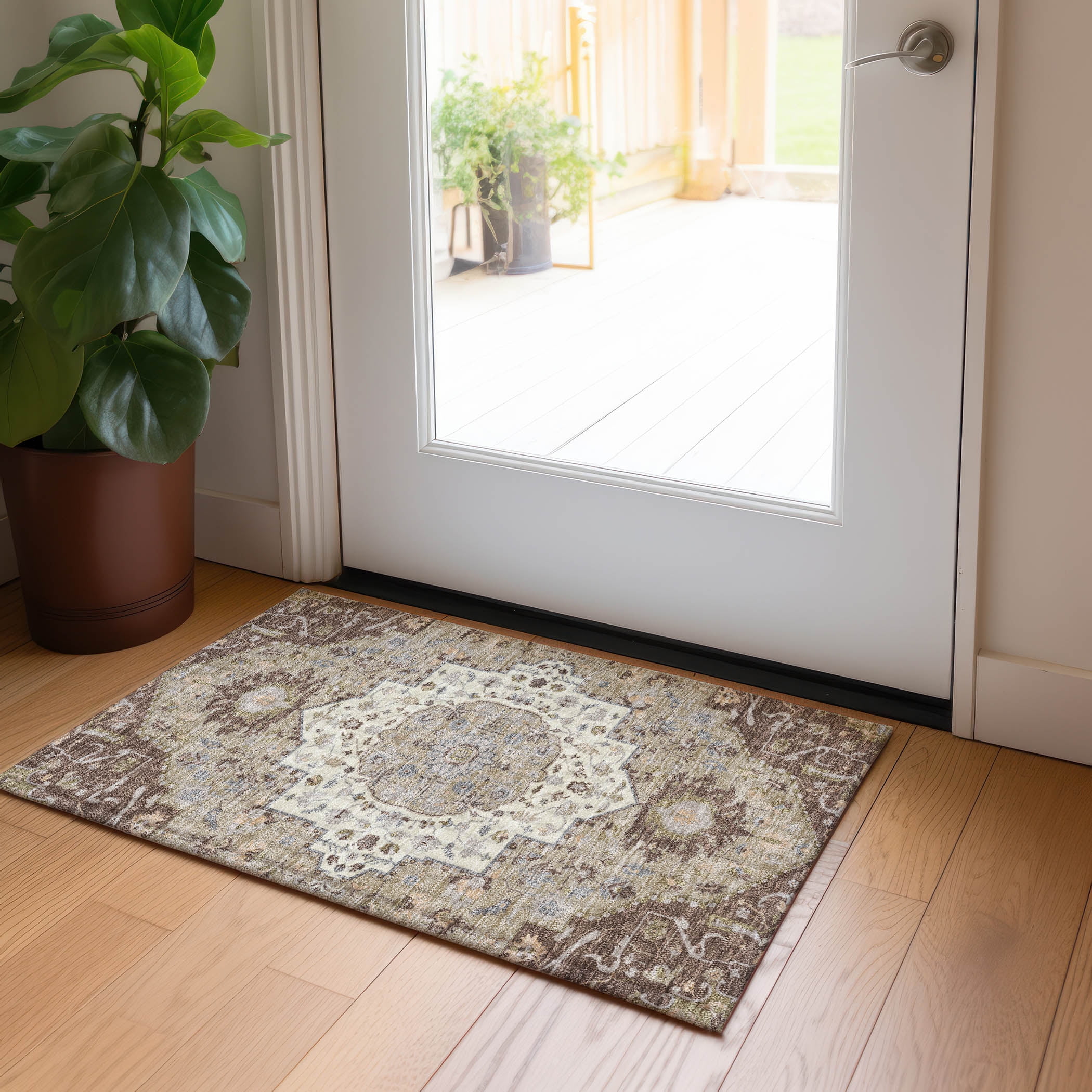 Addison Rugs Machine Washable Indoor/ Outdoor Traditional Medallion ...