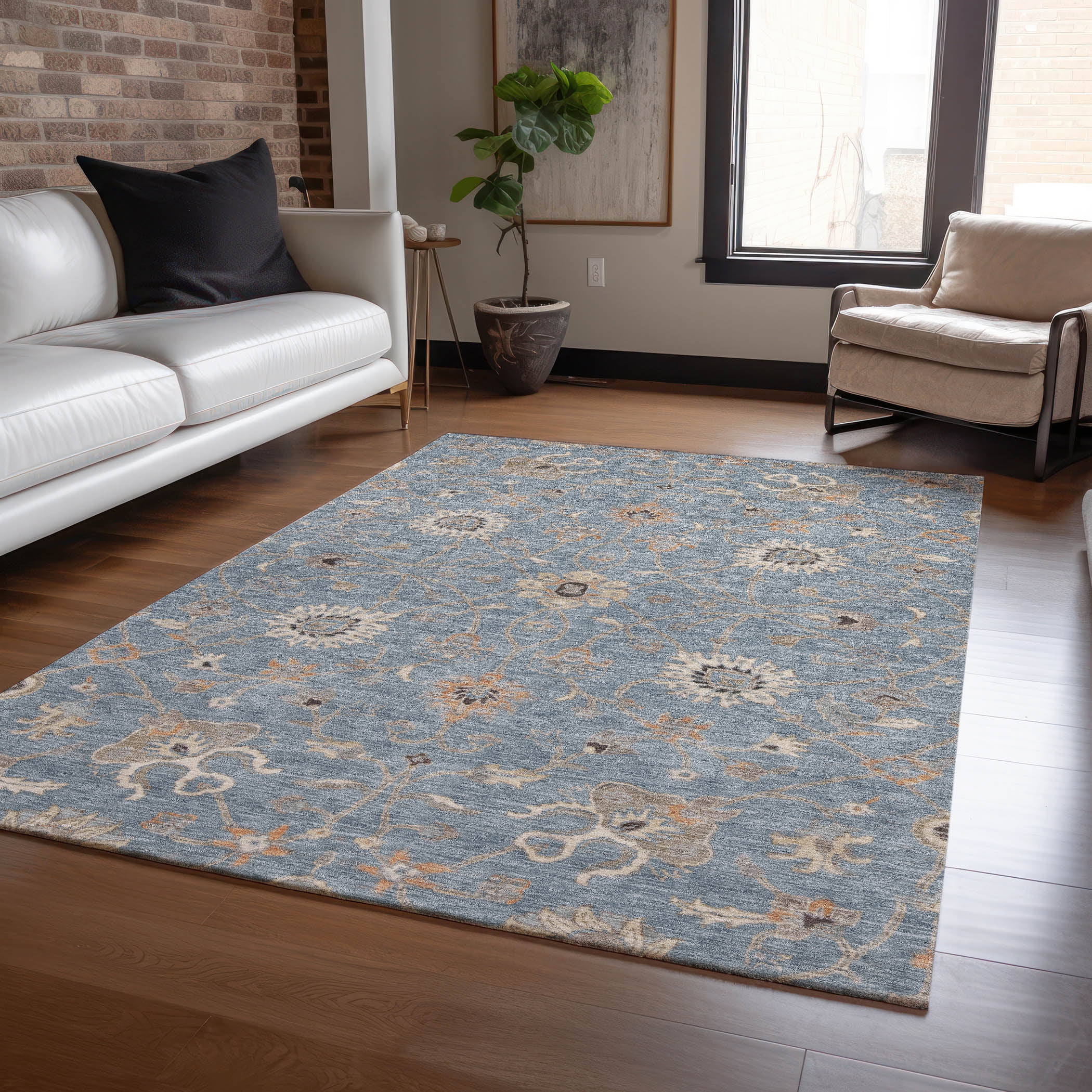 Addison Rugs Chantille Indoor/Outdoor Traditional Global Denim Washable ...