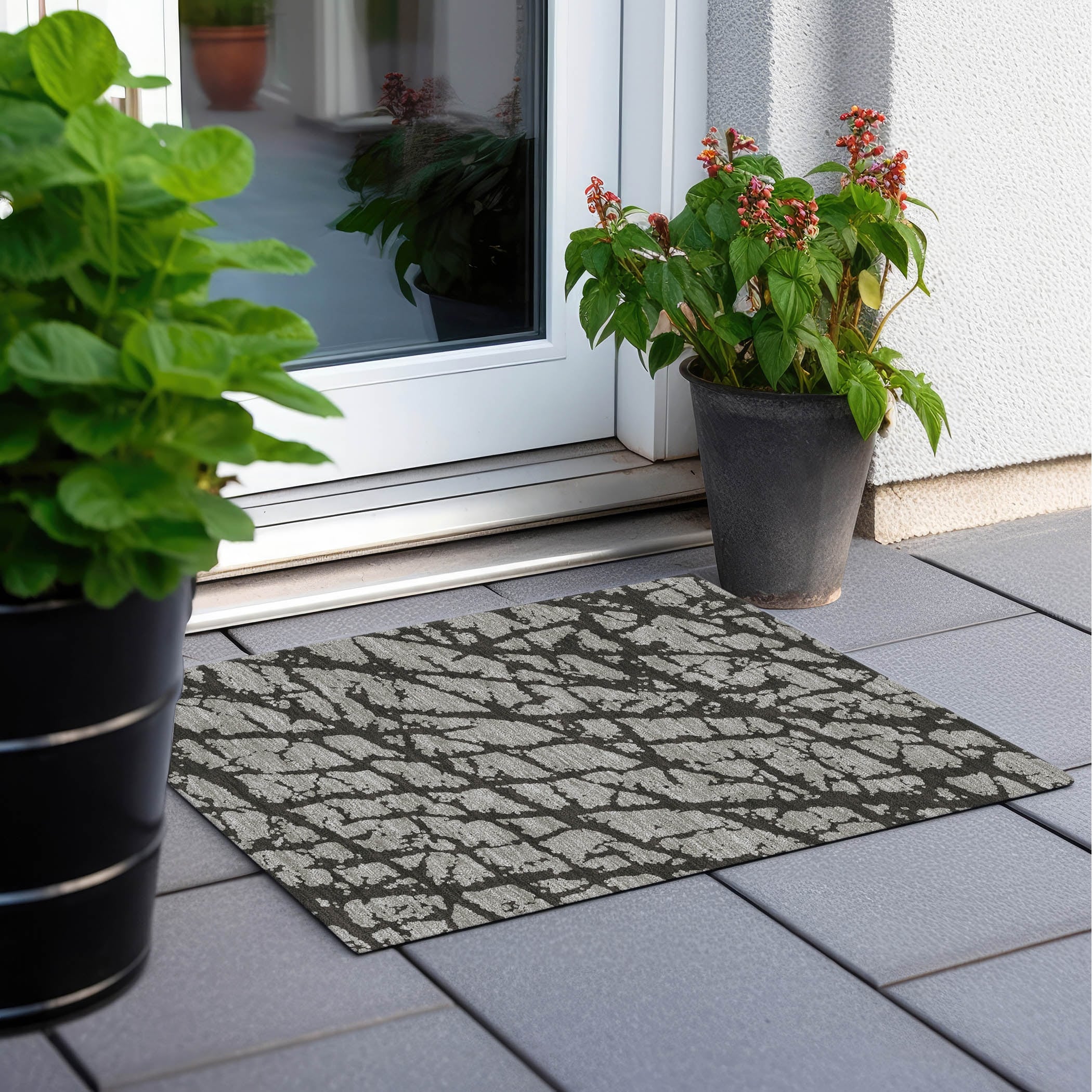 Addison Rugs Machine Washable Indoor/ Outdoor Transitional Gray Crackle ...
