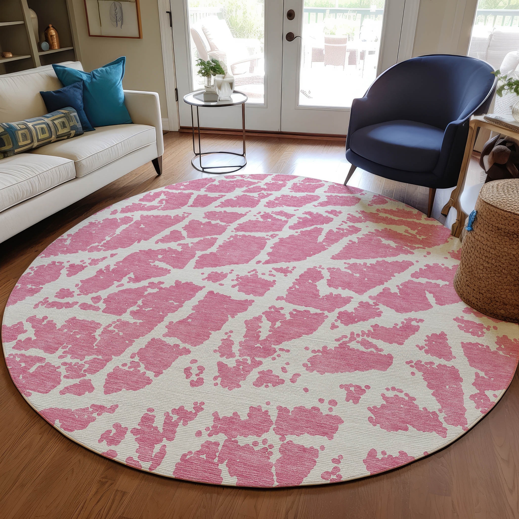 Addison Rugs Machine Washable Indoor/ Outdoor Transitional Pink Crackle ...