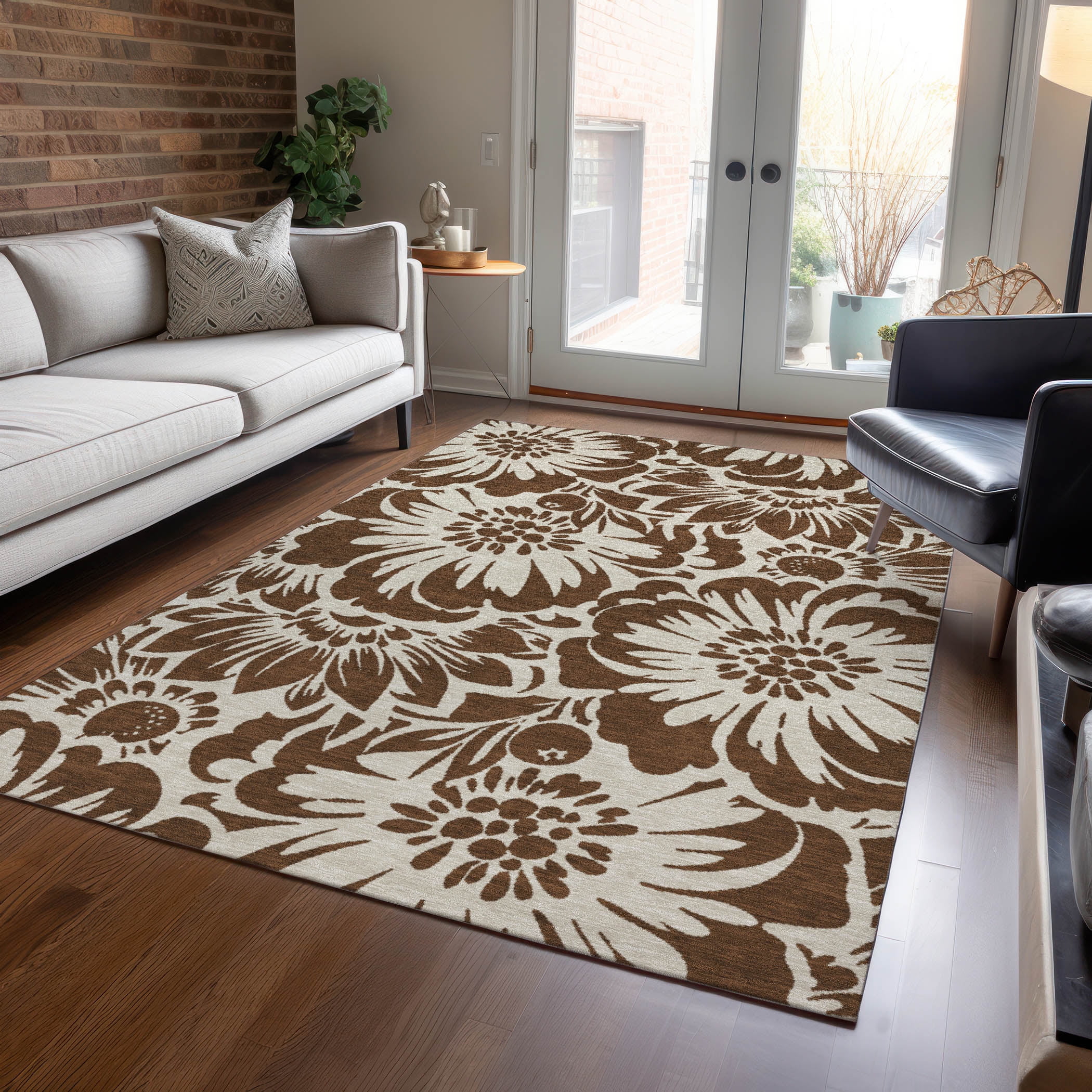 Addison Rugs Chantille Indoor/Outdoor Transitional Floral Brown ...