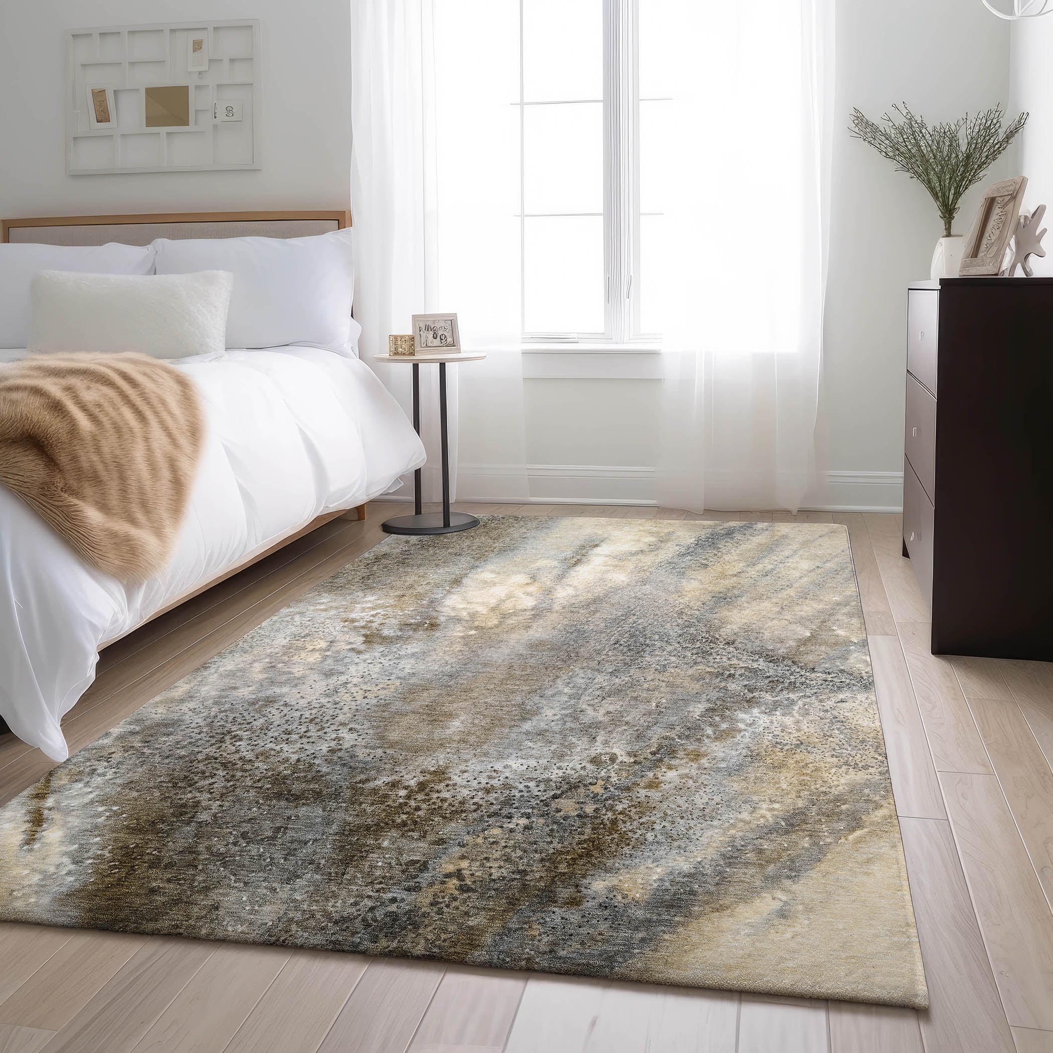 Addison Rugs Mayfield Washable Contemporary Watercolors Beige Rectangle ...