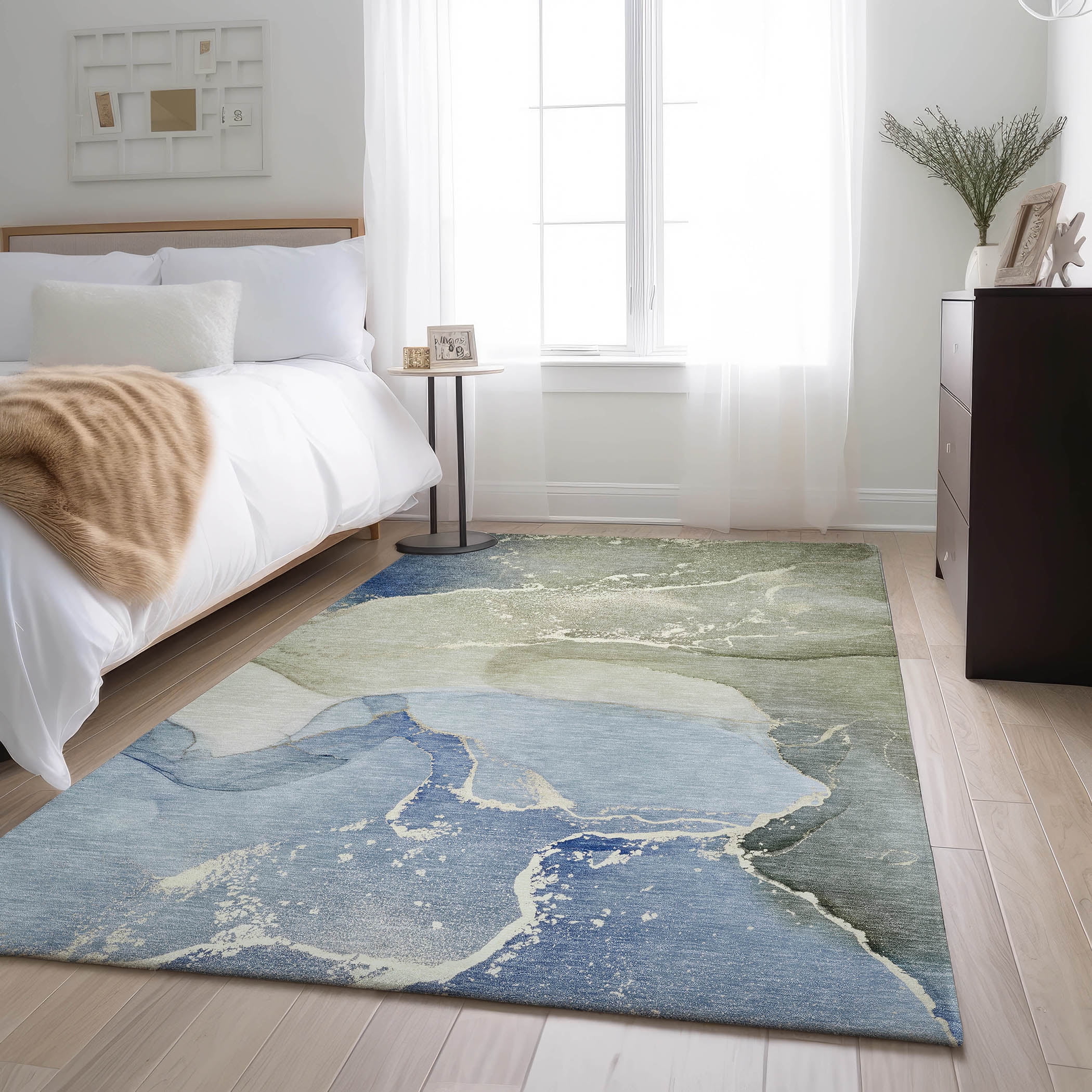Addison Rugs Mayfield Washable Transitional Watercolors Blue Rectangle ...