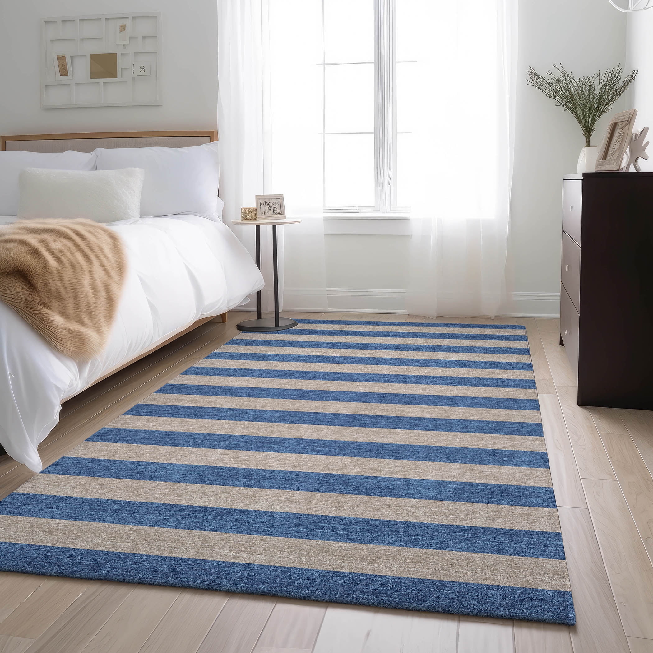 Addison Rugs Mayfield Washable Transitional Stripes Tan Rectangle Rug ...