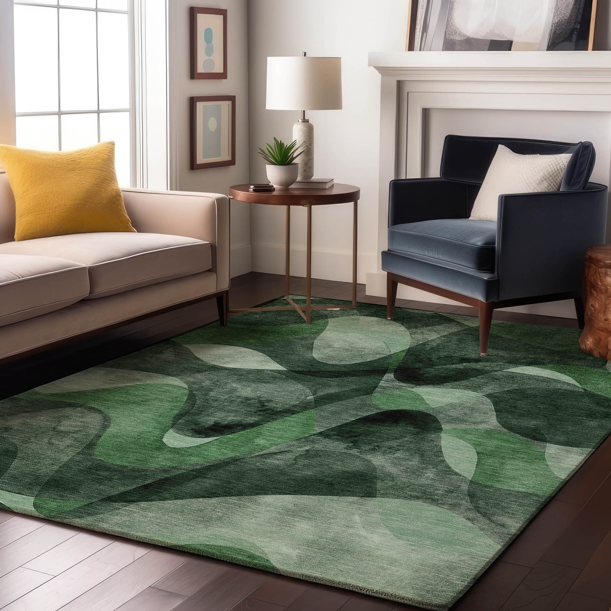 Addison Rugs Mayfield Washable Contemporary Abstract Fern Rectangle Rug ...