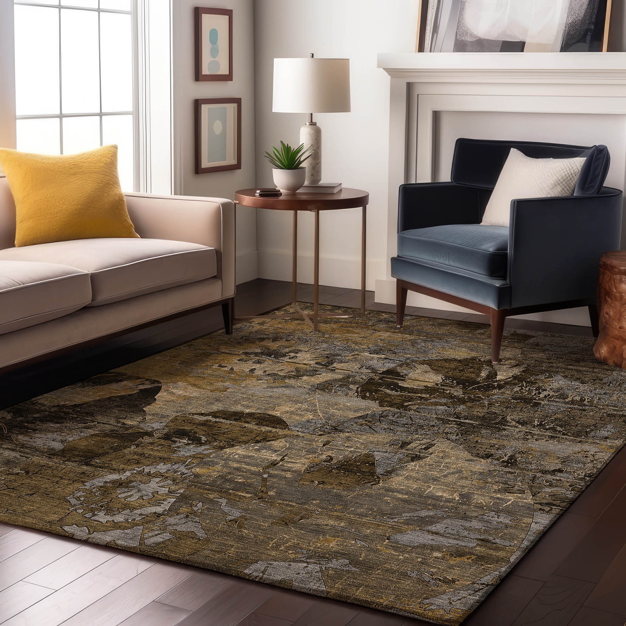 Addison Rugs Mayfield Washable Transitional Organic Mocha Rectangle Rug ...